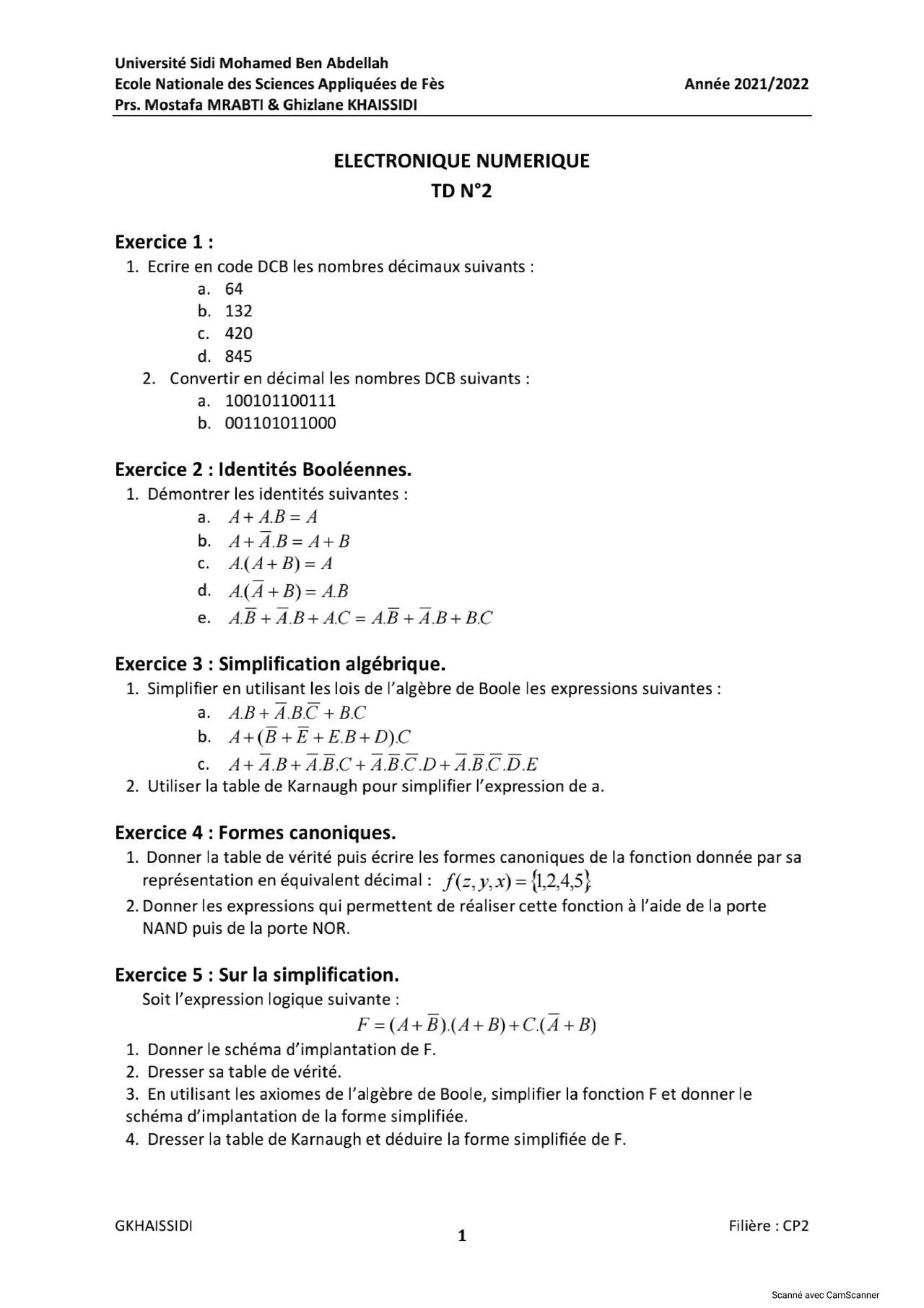 ADO TD 2022 MECANIQUE | Exercises Architecture | Docsity