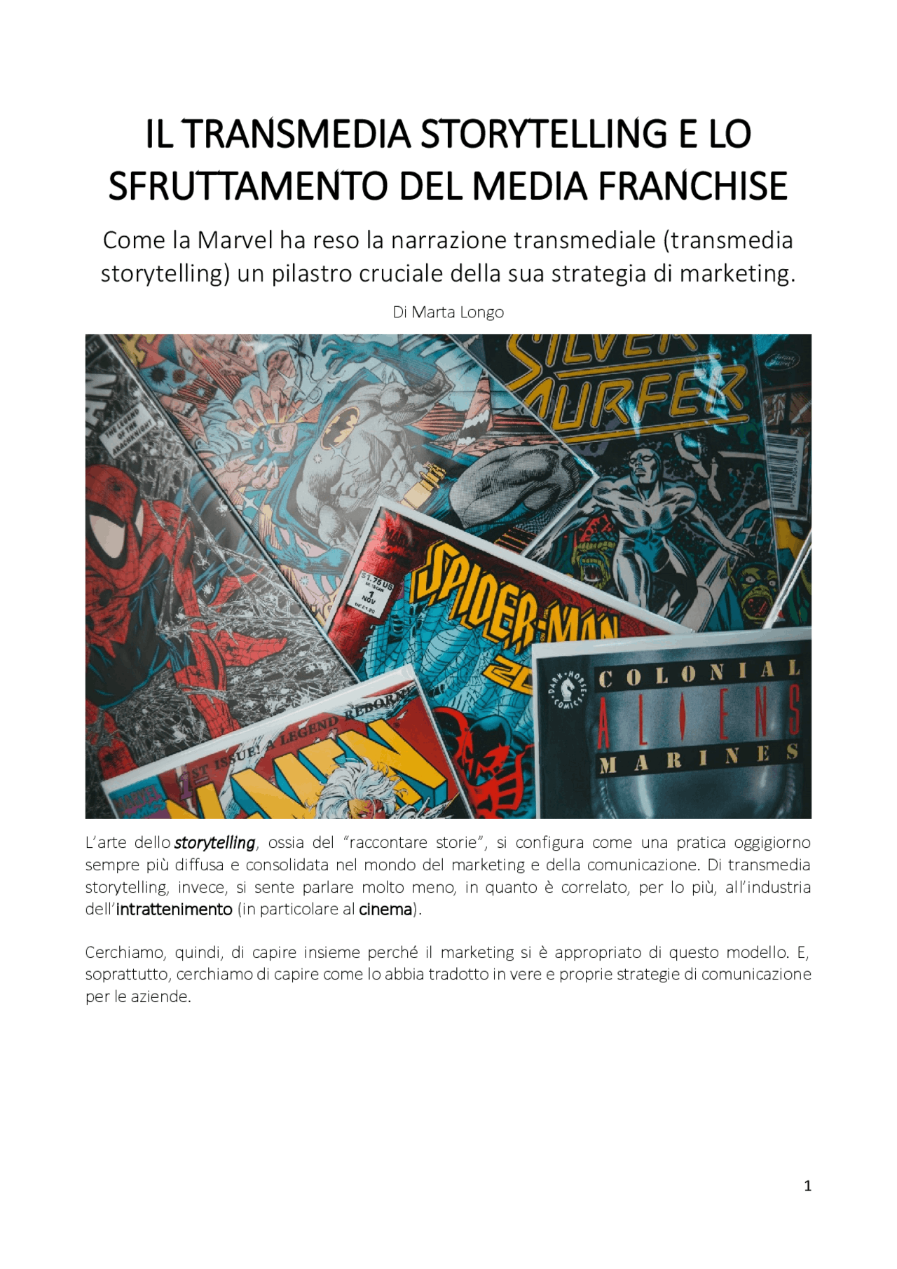 Il transmedia, lo storytelling e lo sfruttamento del media franchise (1 ...