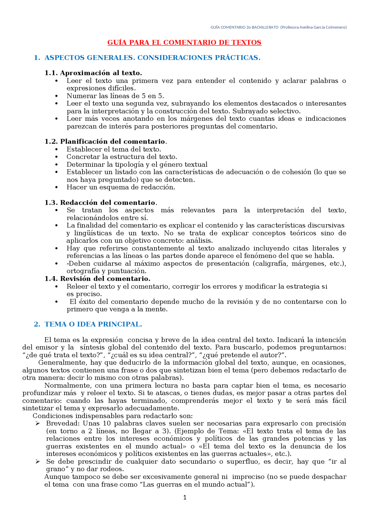Guia Comentario De Texto Apuntes De Lengua Y Literatura Docsity