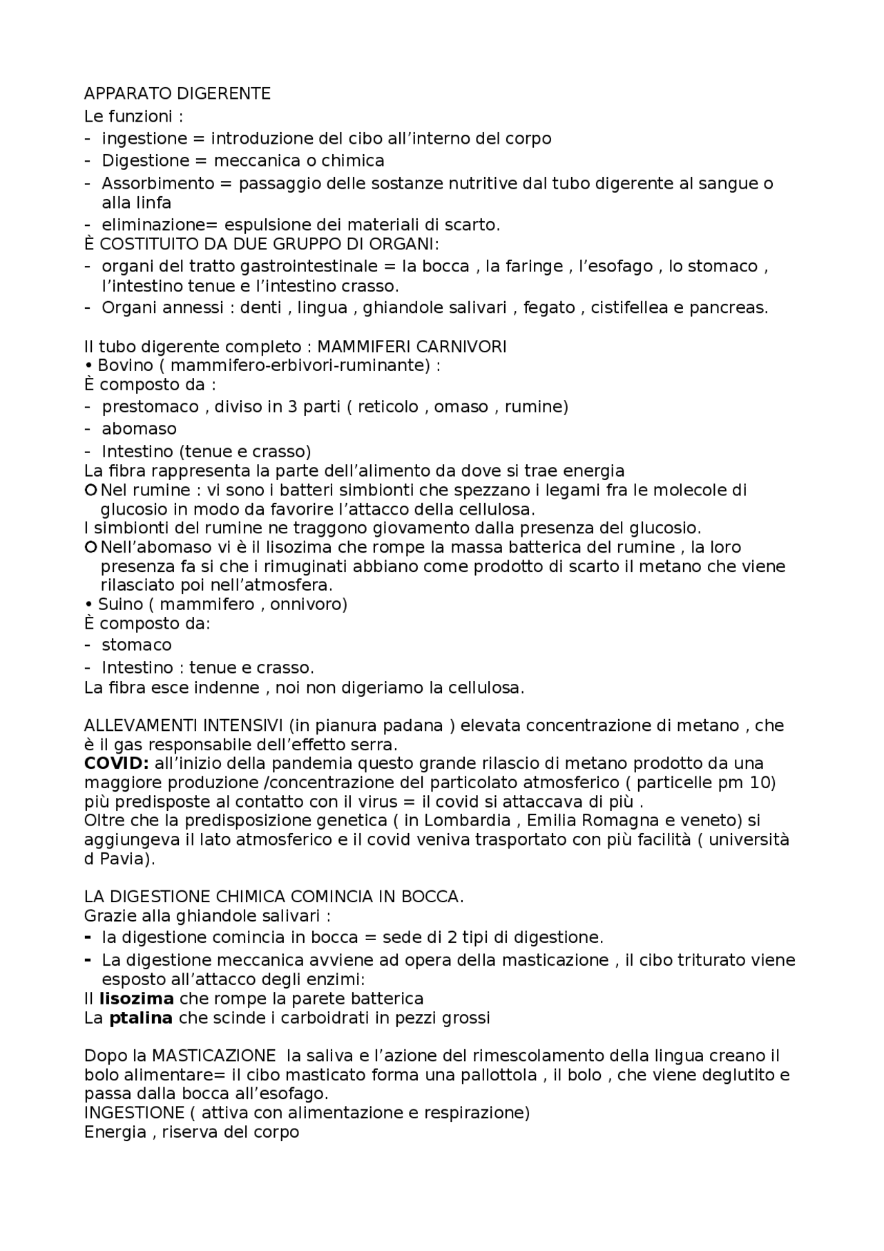 Appunti Apparato Digerente Appunti Di Biologia Docsity