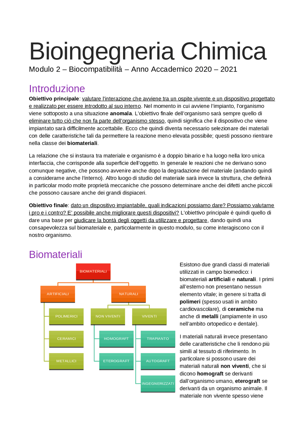 Bioingegneria Chimica Modulo 2 Appunti Di Bioingegneria Docsity