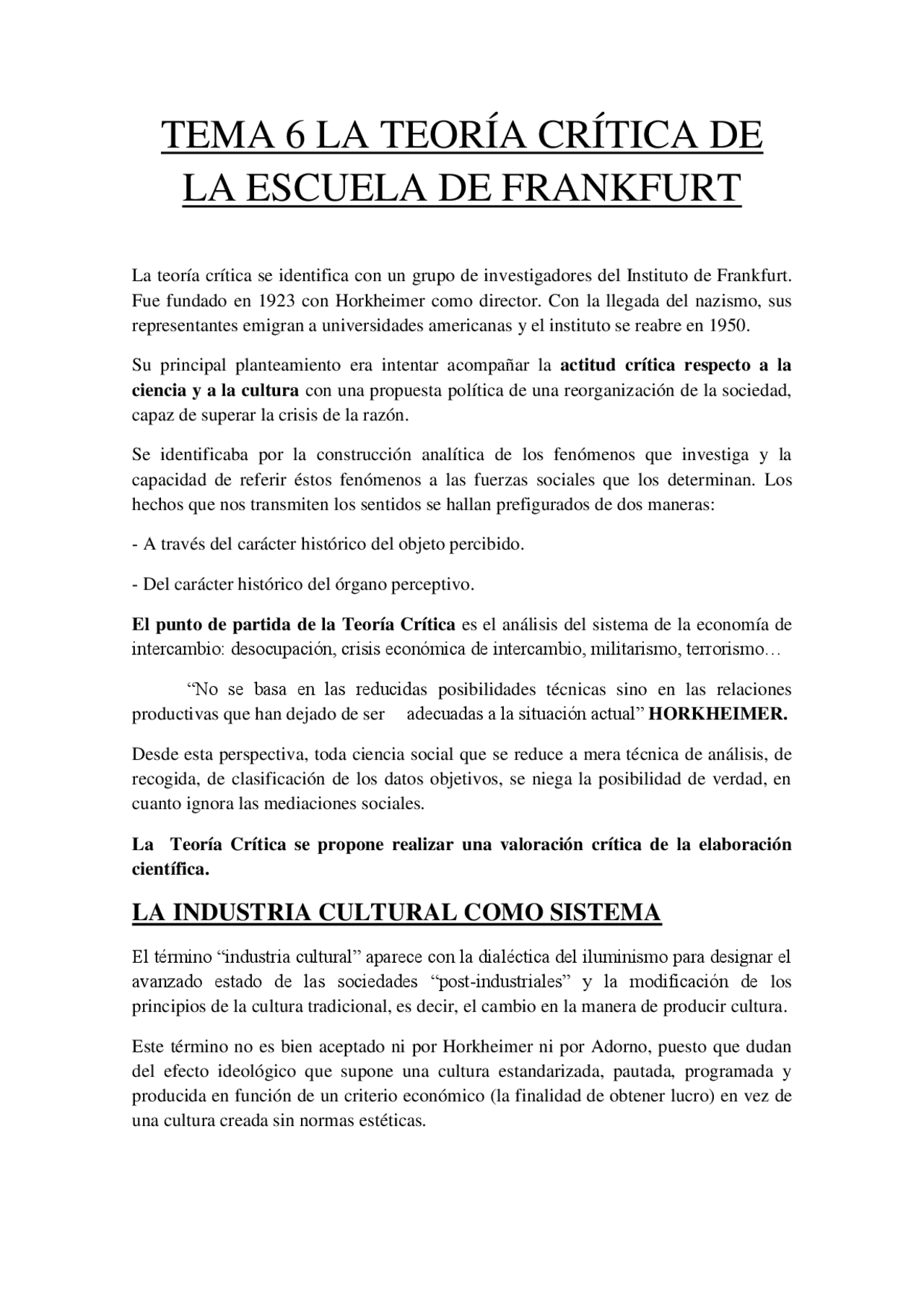 LA TEORÍA CRÍTICA DE LA ESCUELA DE FRANKFURT | Apuntes de Teorías de ...