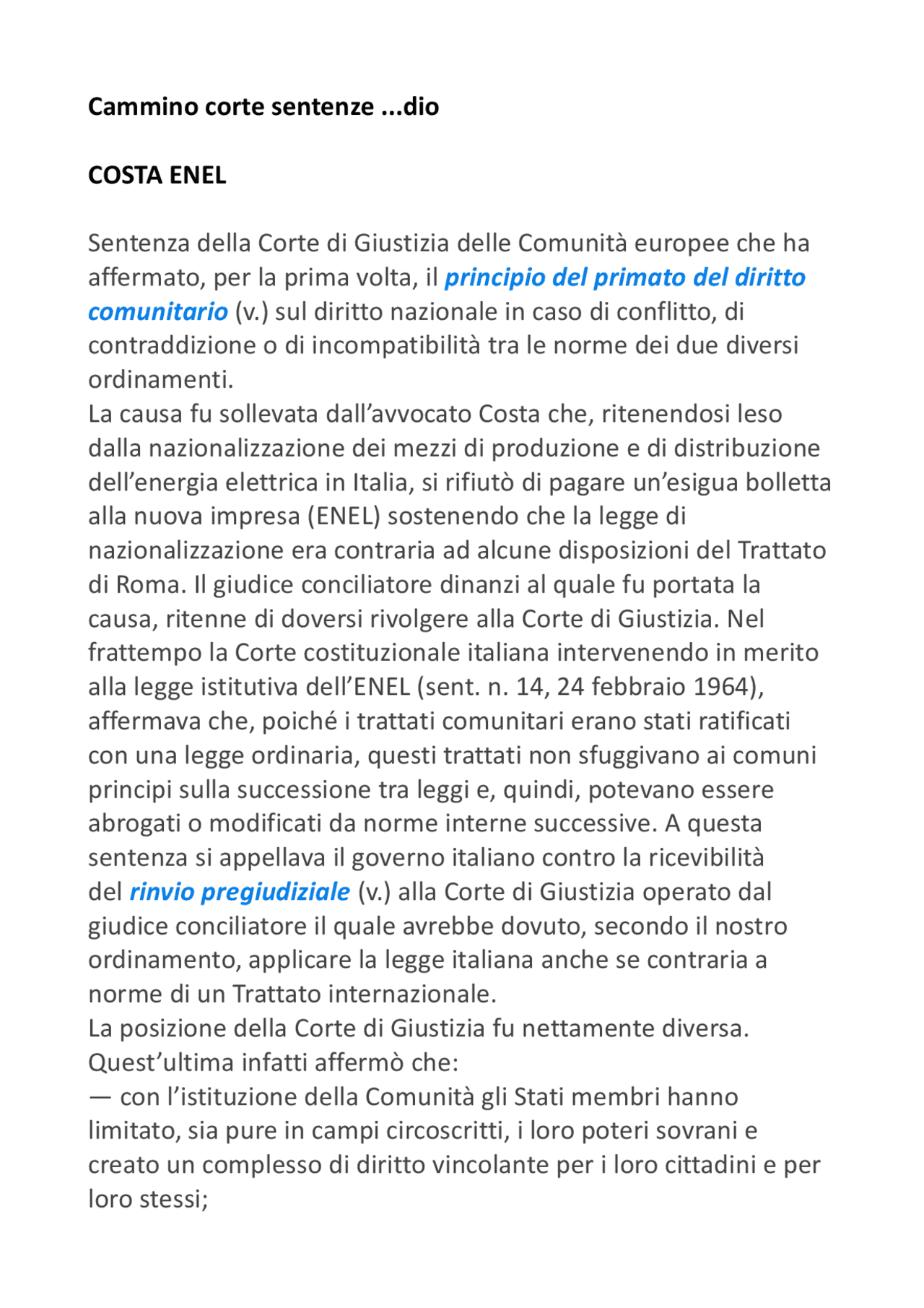Sentenze prof michetti | Appunti di Diritto Costituzionale | Docsity