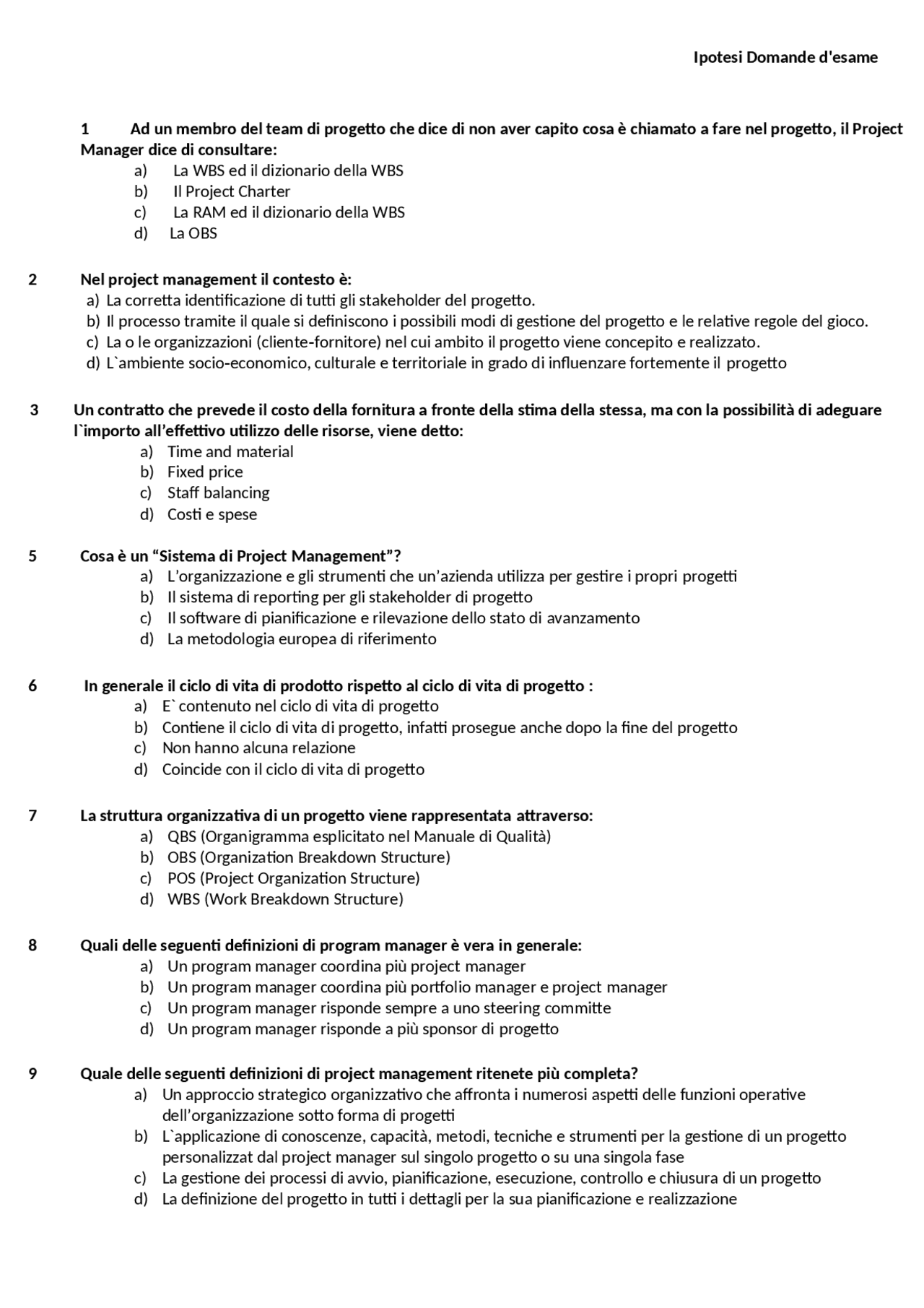 SIMULAZIONE ESAME ISPM | Docsity