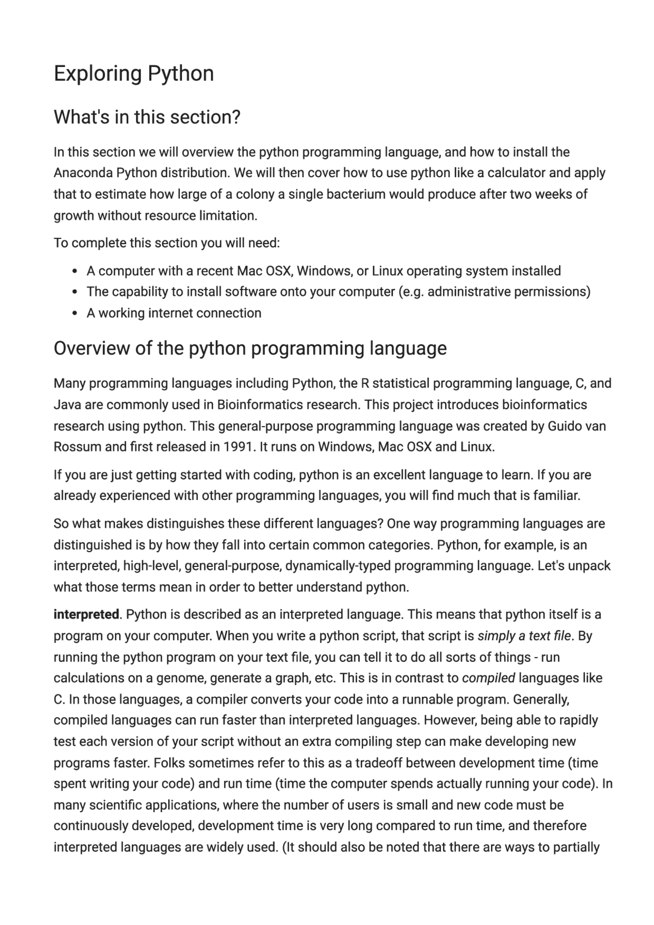 Exploring Python In Computational Biology Lecture Notes Computational