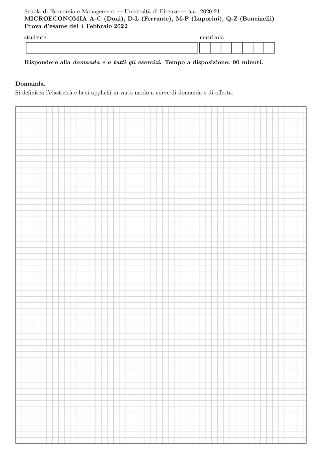 Esame Microeconomia Firenze Prove Desame Di Microeconomia Docsity