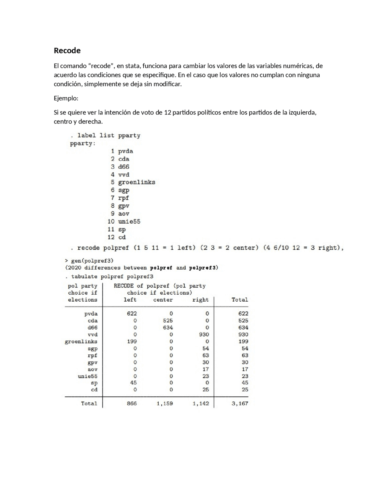 Destring y Recode Stata | Apuntes de Econometría | Docsity