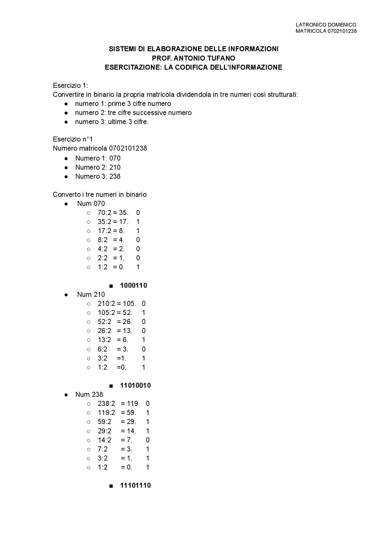 Elaborato 2 Sistema Di Elaborazione Dellinformazione La Codifica