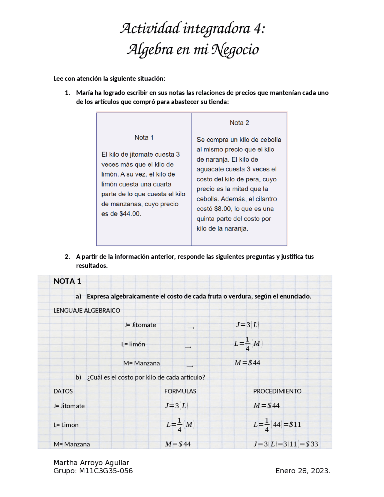 Modulo 11 Semana 2 Actividad Integradora 4 de Prepa en Linea SEP | Ejercicios de Matemáticas ...