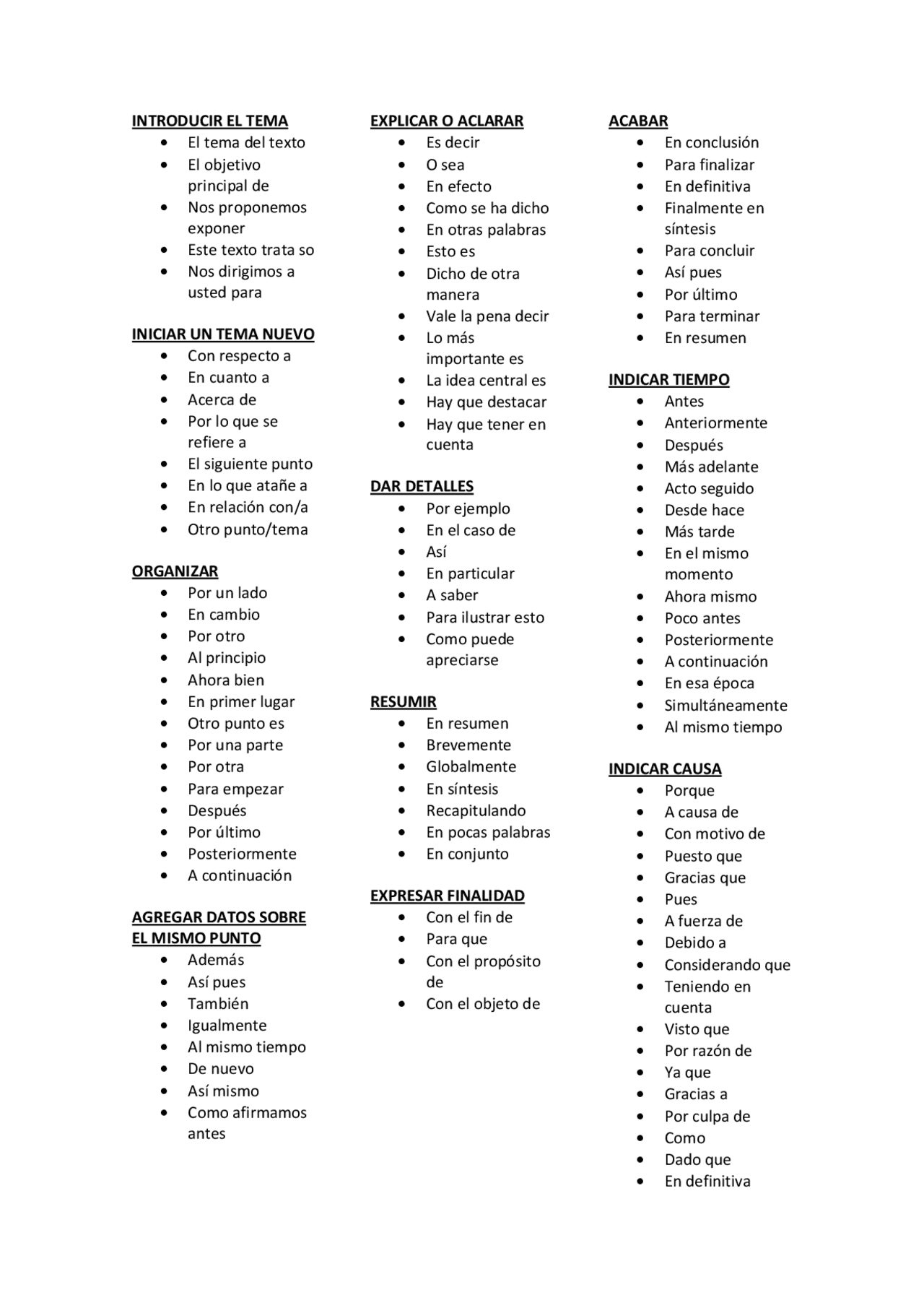 Conectores para redacciones | Apuntes de Lengua y Literatura | Docsity