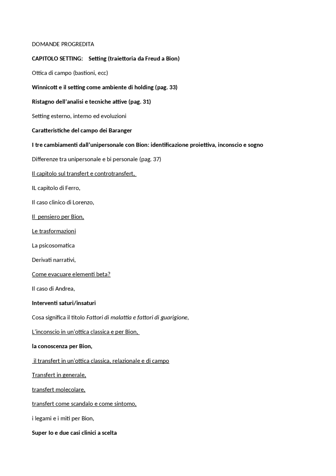 Domande Esame Progredita Prove Desame Di Psicologia Dinamica Docsity