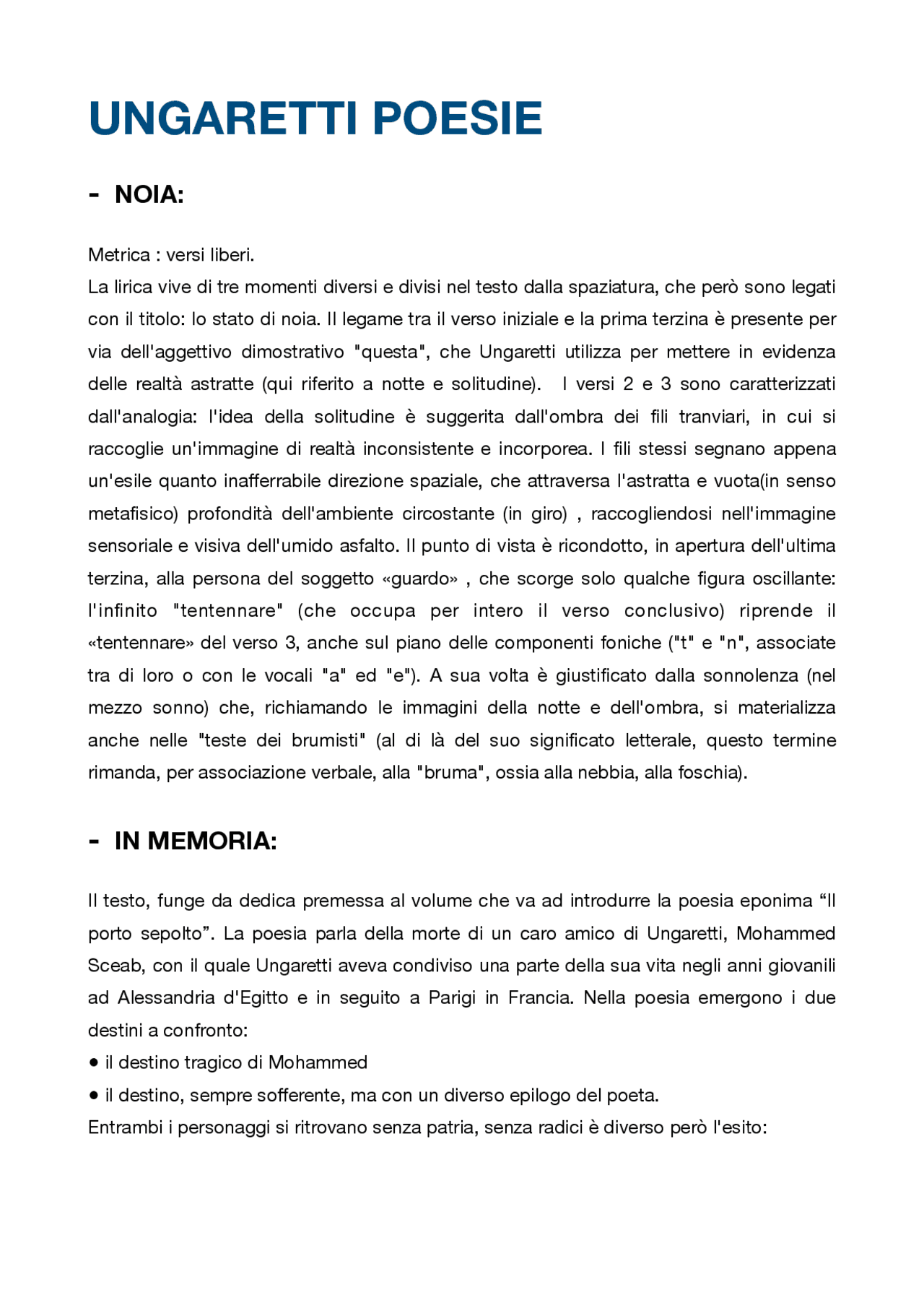 Rassegna Di Alcune Delle Poesie Più Famose Di Ungaretti Appunti Di
