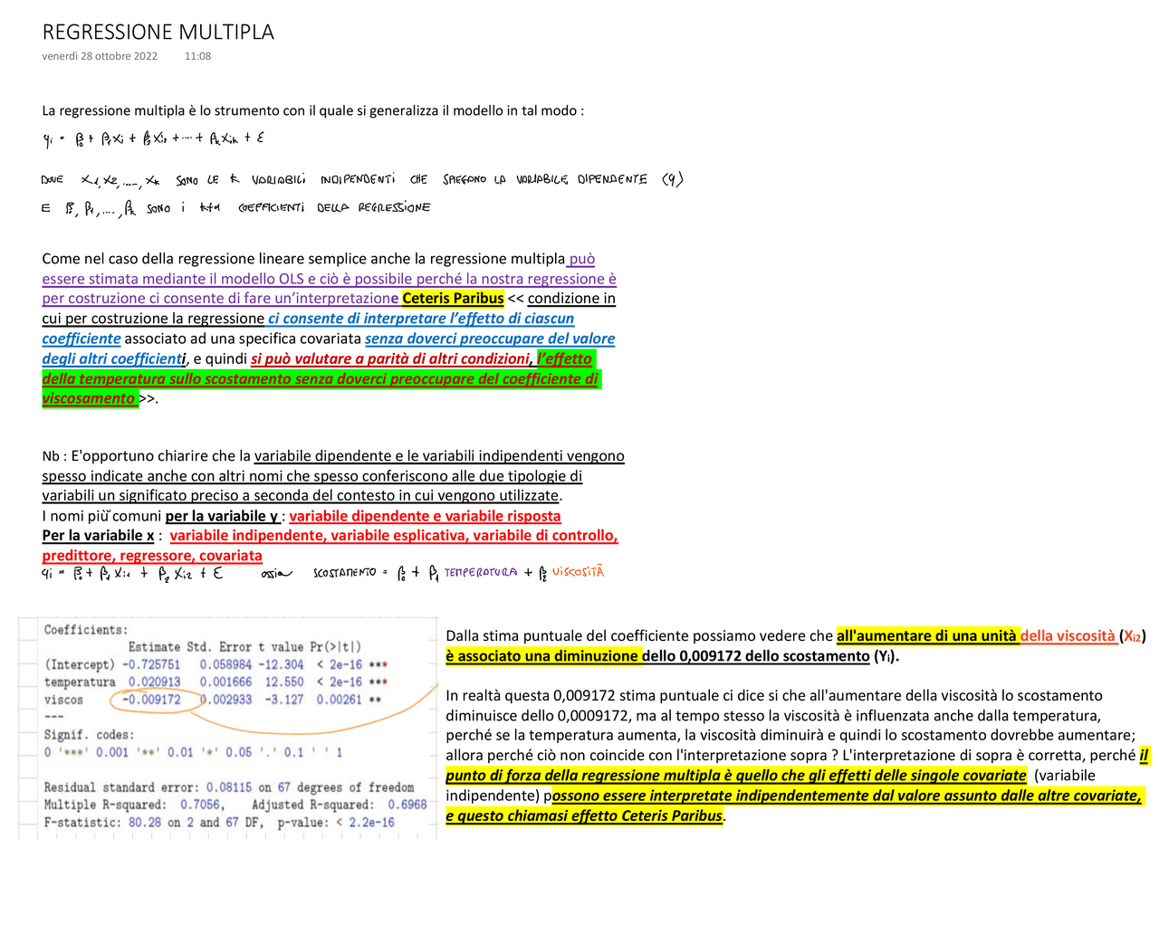 Regressione Multipla Appunti Di Statistica Docsity