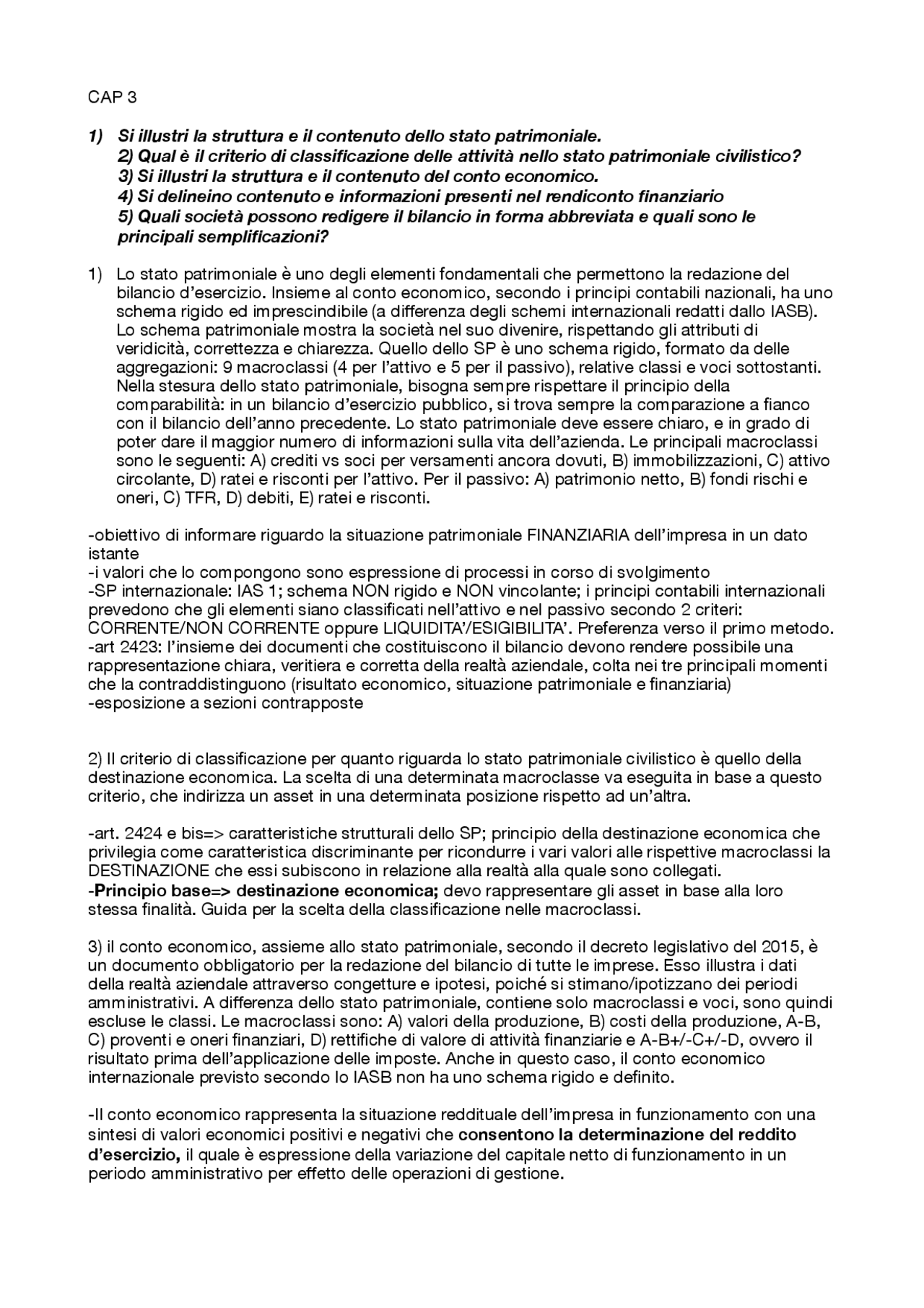 Domande Esame Contabilità Appunti Di Contabilità Docsity