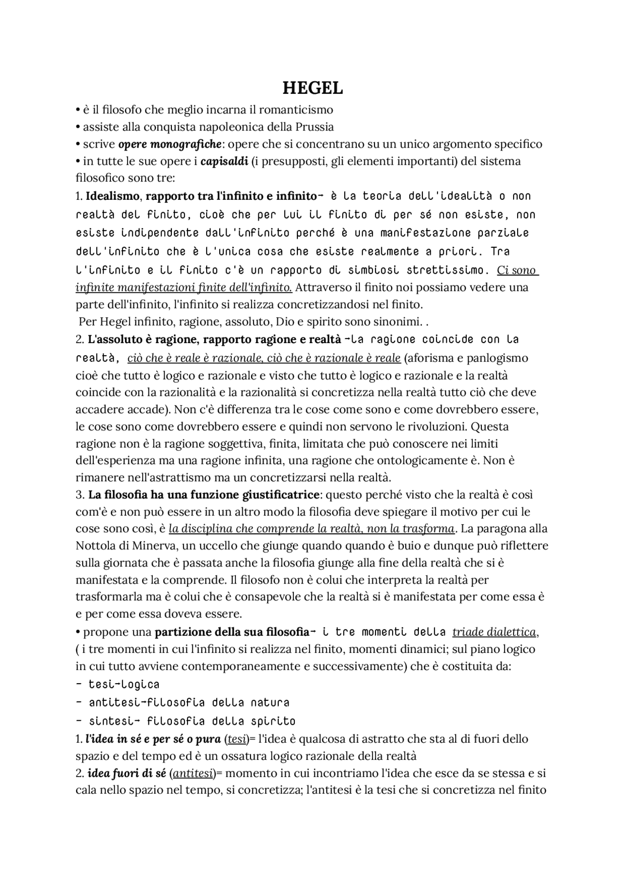Appunti Di Filosofia Su Hegel Appunti Di Filosofia Docsity
