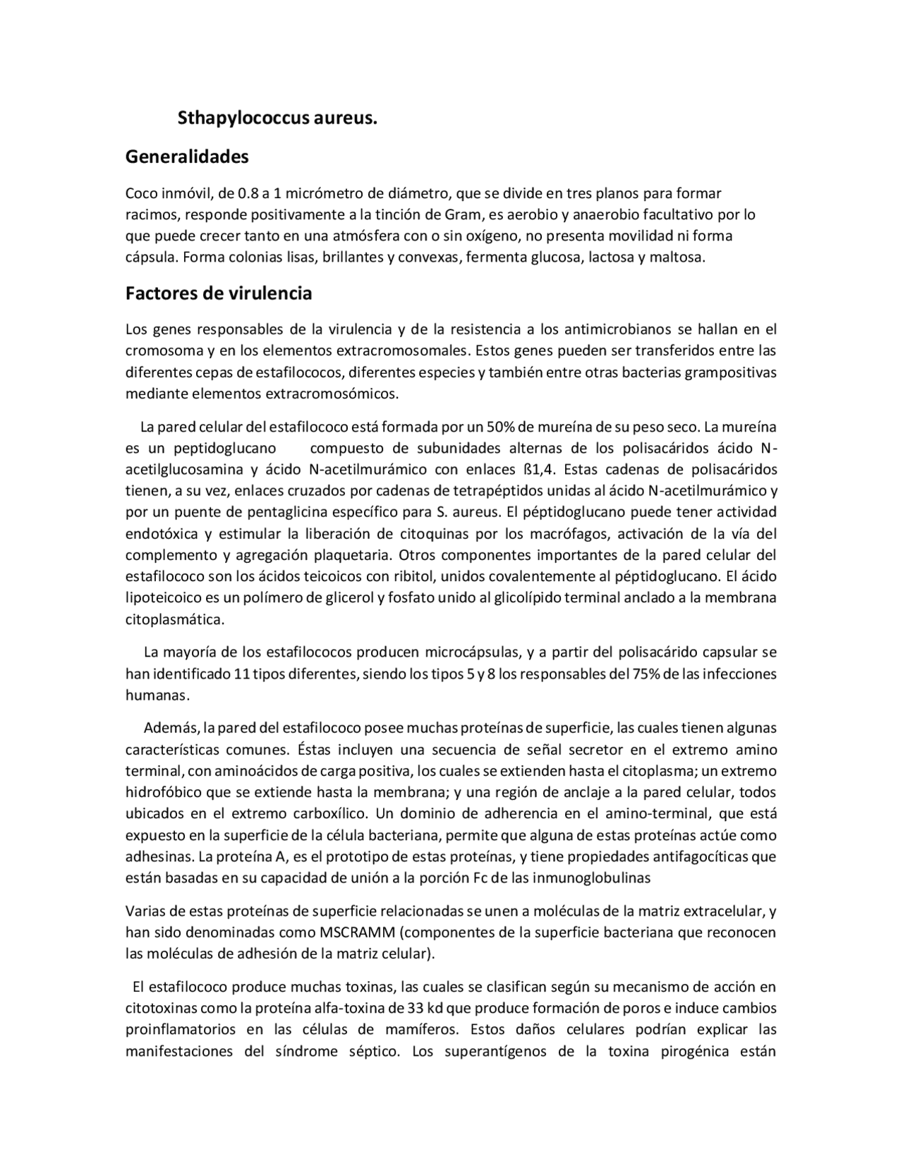 Staphylococcus Aureus Generalidades Y Factores De Virulencia