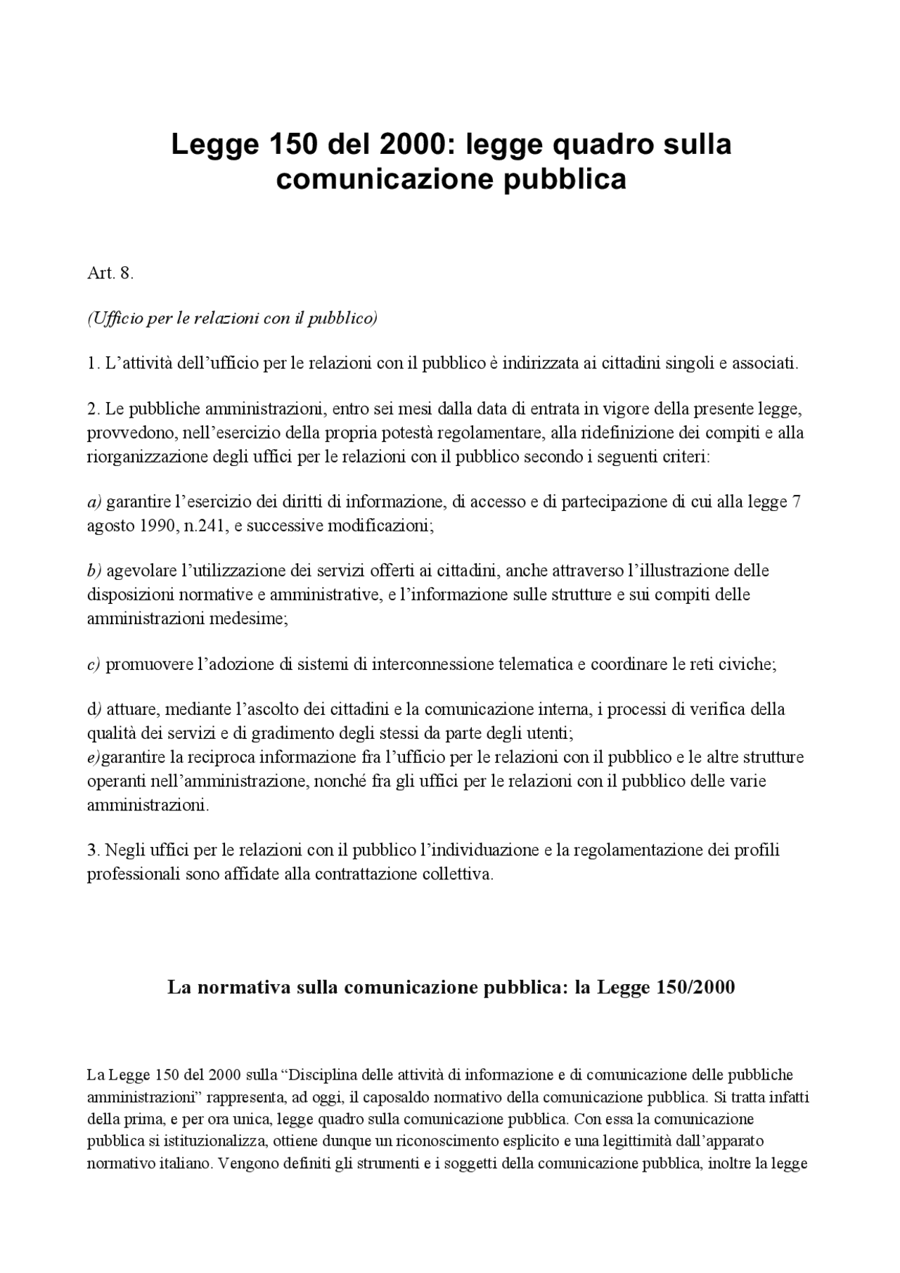 LEGGE N. 15 DEL 2000 | Schemi e mappe concettuali di Diritto ...
