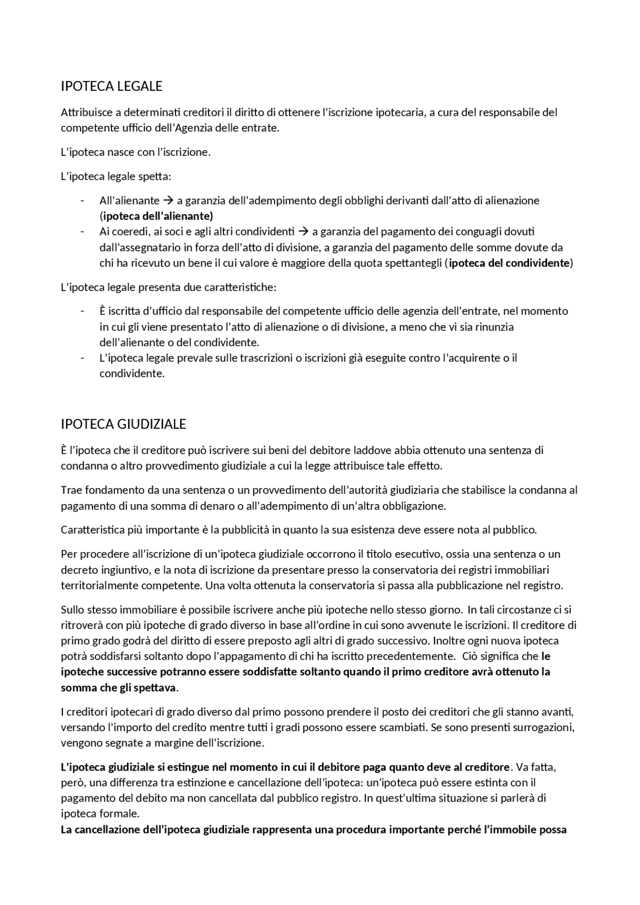 IPOTECA LEGALE RIASSUNTO | Schemi e mappe concettuali di Diritto ...