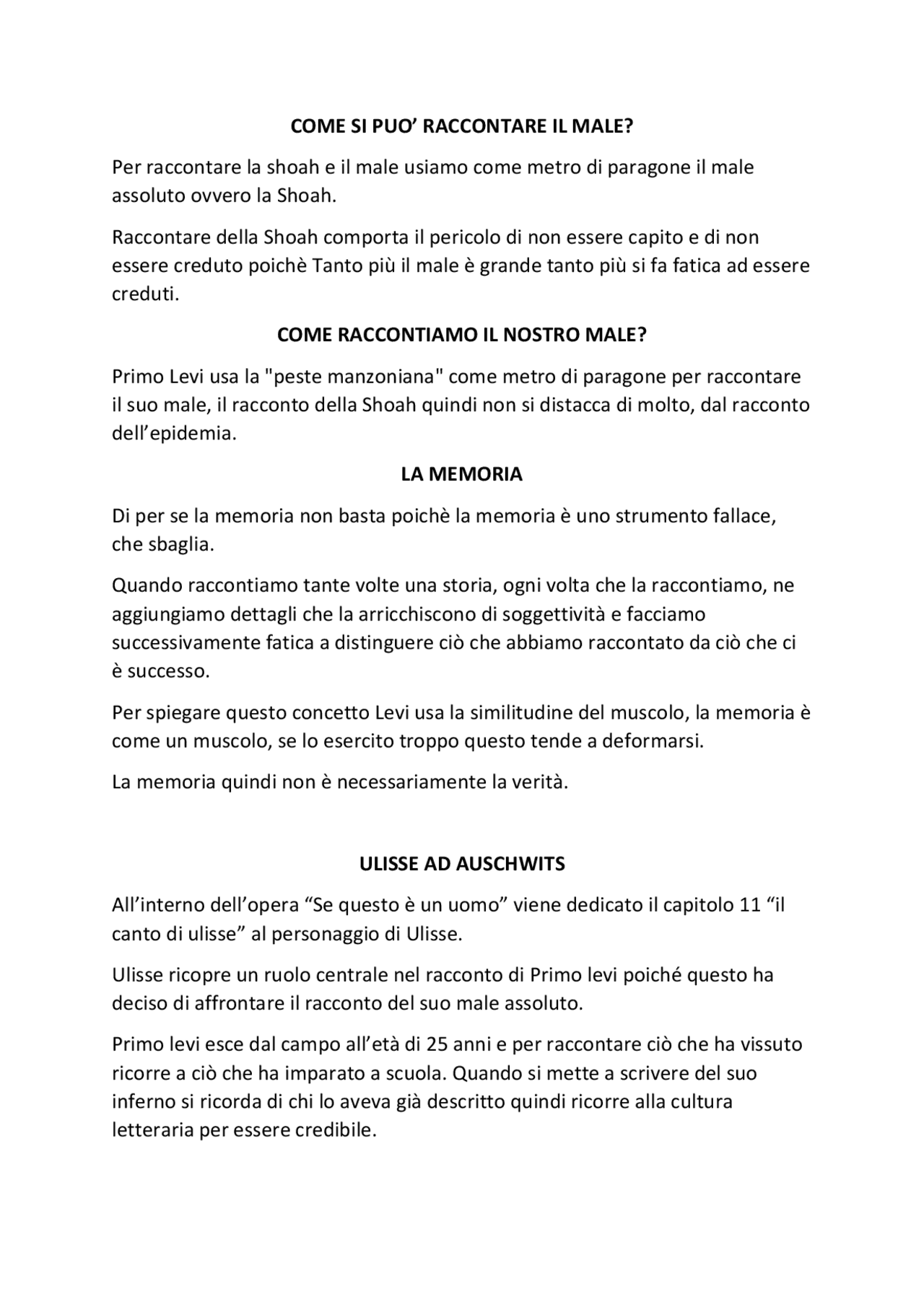 Opere e vita di Primo Levi | Schemi e mappe concettuali di Letteratura ...