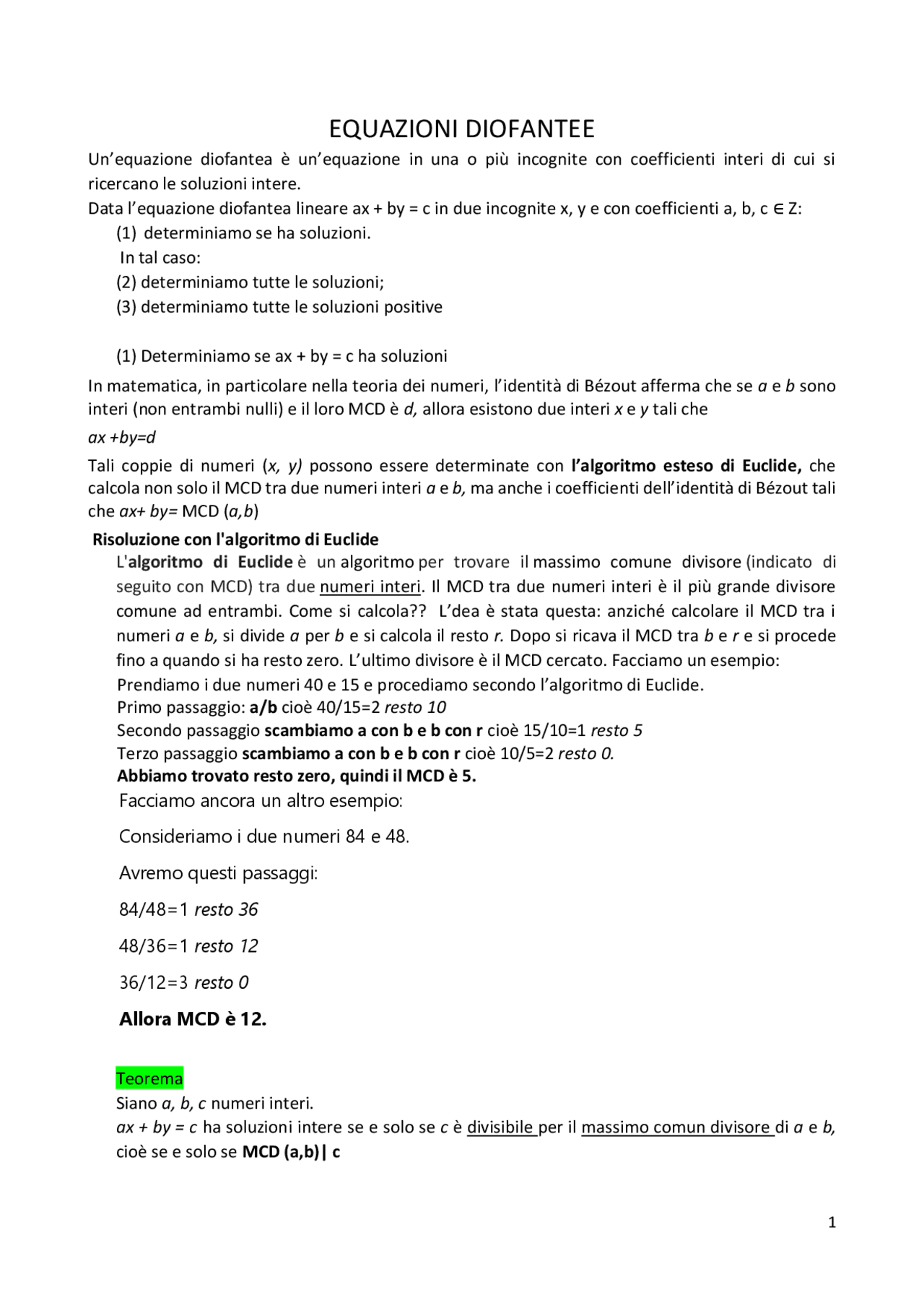 Esercitazione esercizi | Dispense di Complementi Di Matematica I | Docsity