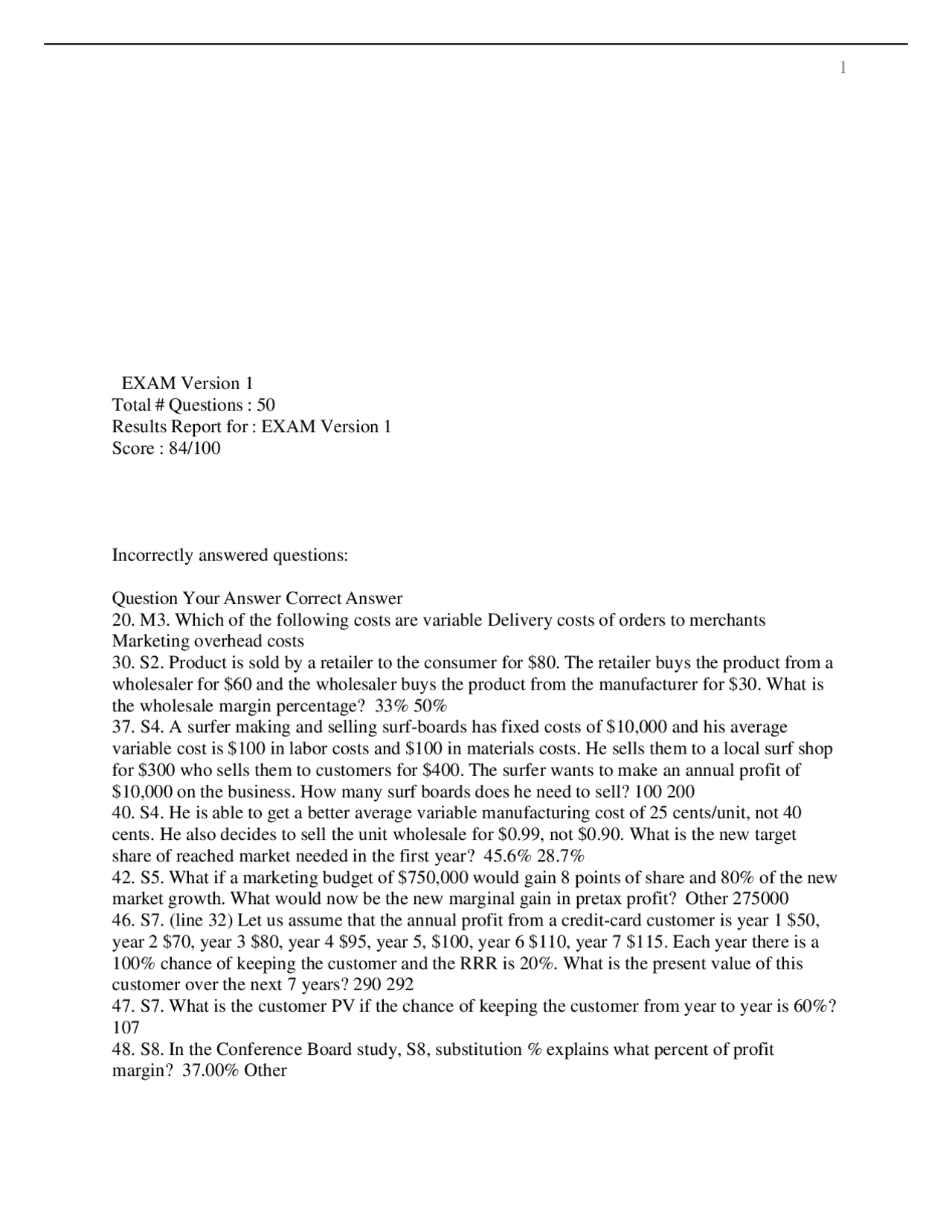 Exam_version_1 exam_version_1 | Exams Chemistry | Docsity