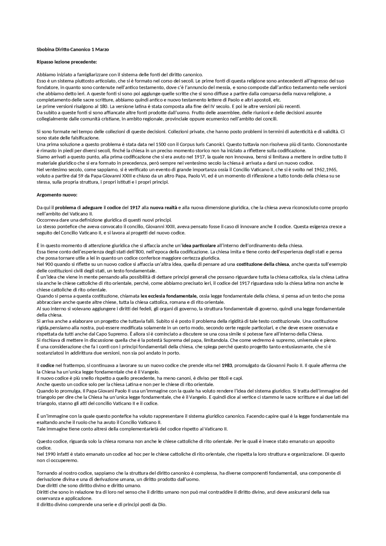 Lezioni Diritto Canonico Appunti Di Diritto Canonico Docsity
