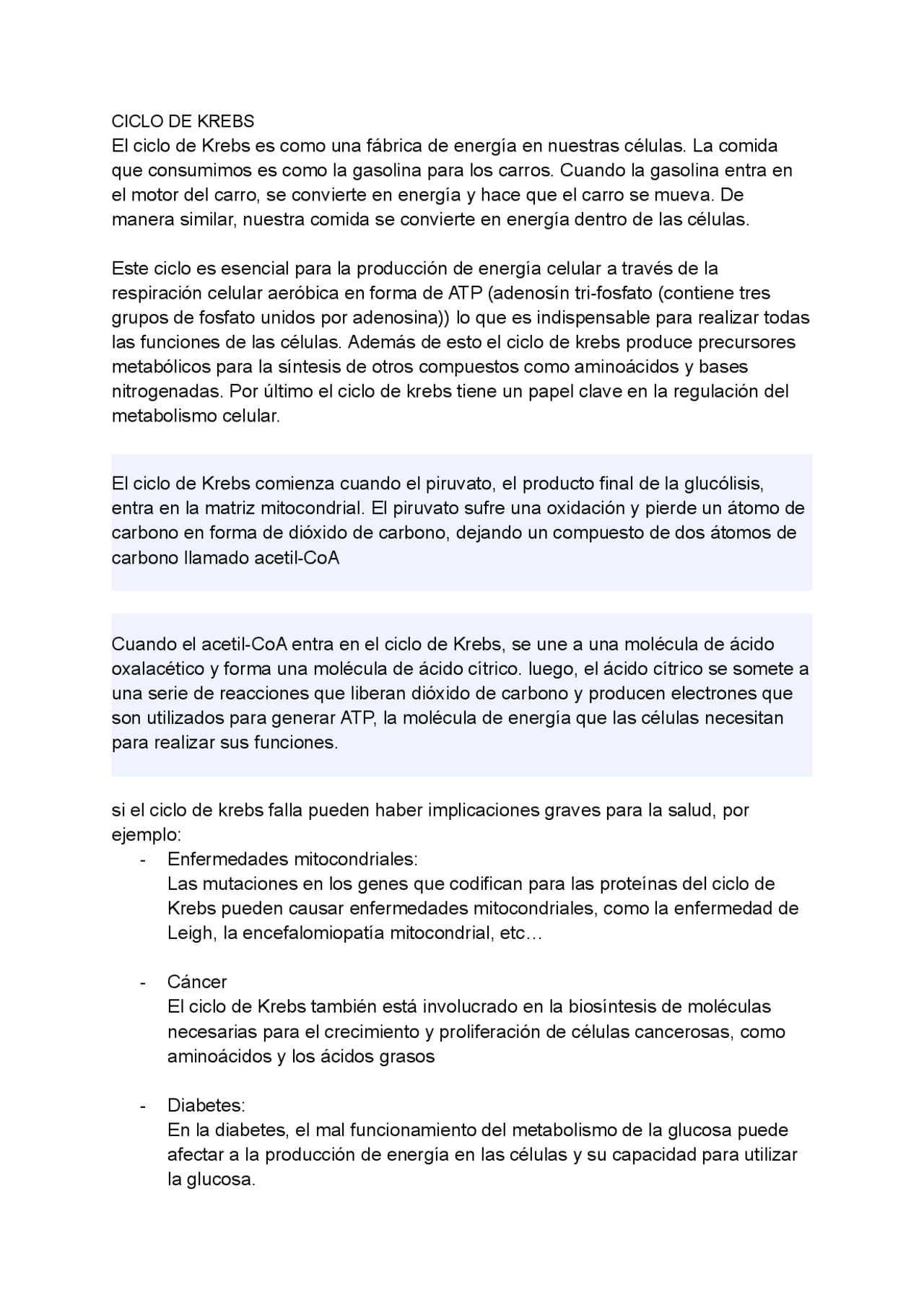 Ciclo De Krebs Para Principiantes Apuntes De Biología Docsity