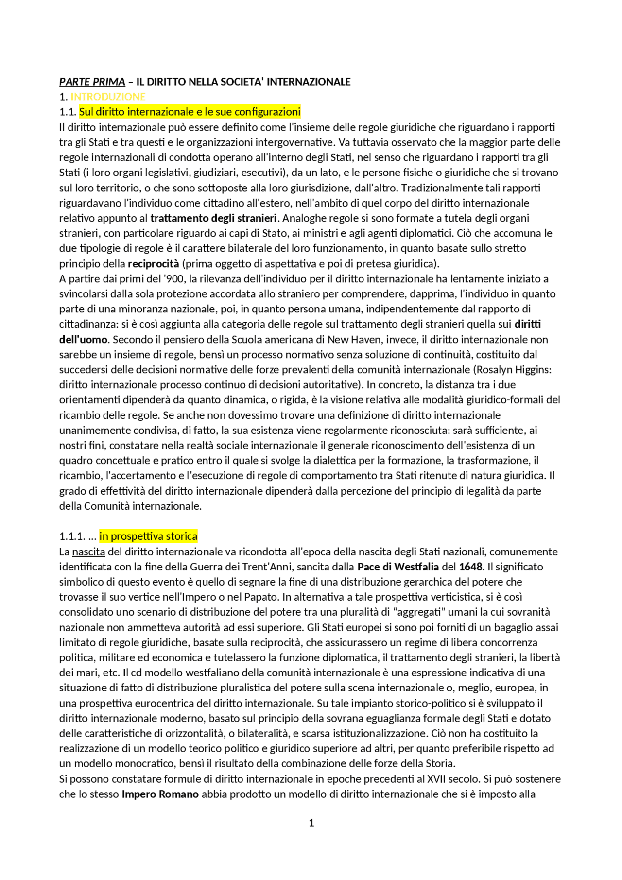 Riassunto "Introduzione al diritto internazionale contemporaneo ...