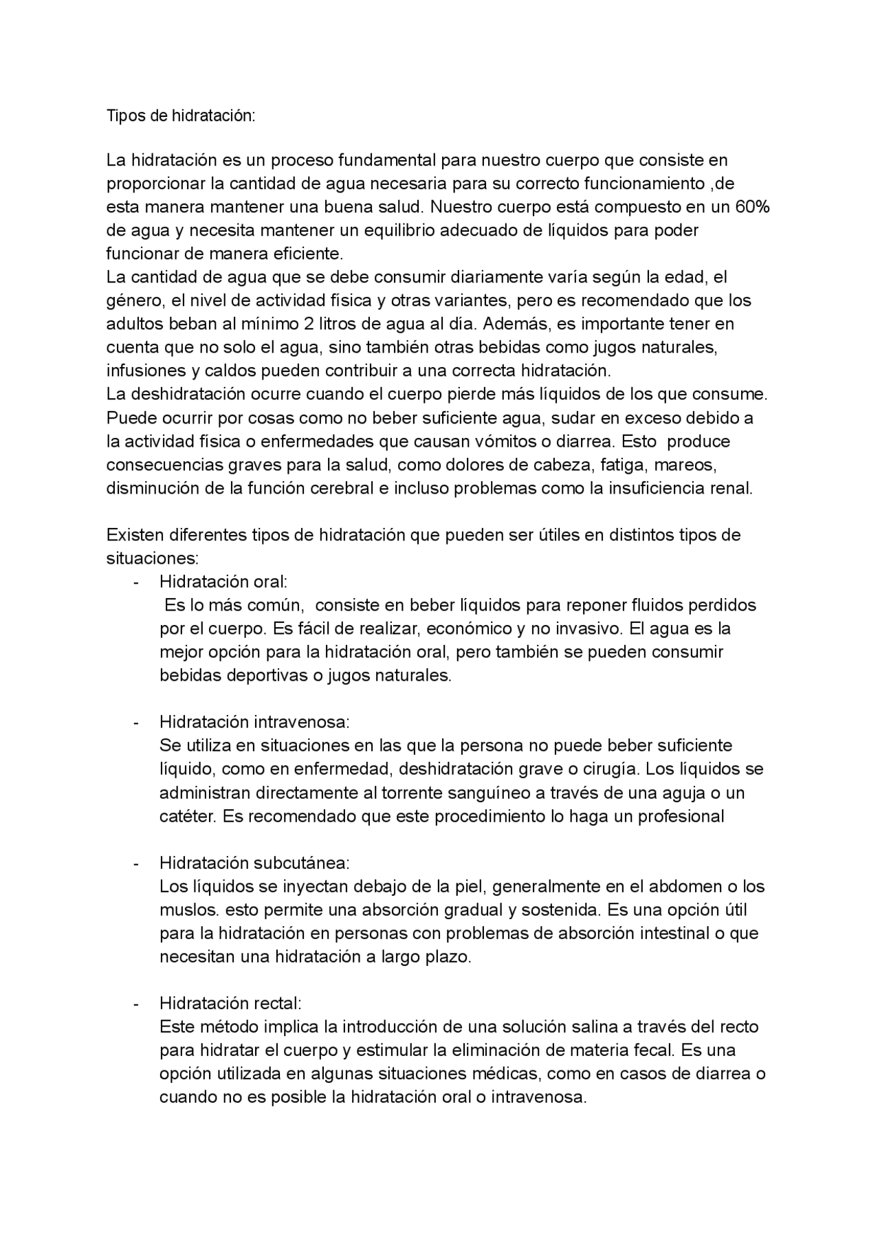 Hidratación Y Tipos De Hidratación Apuntes De Biología Docsity