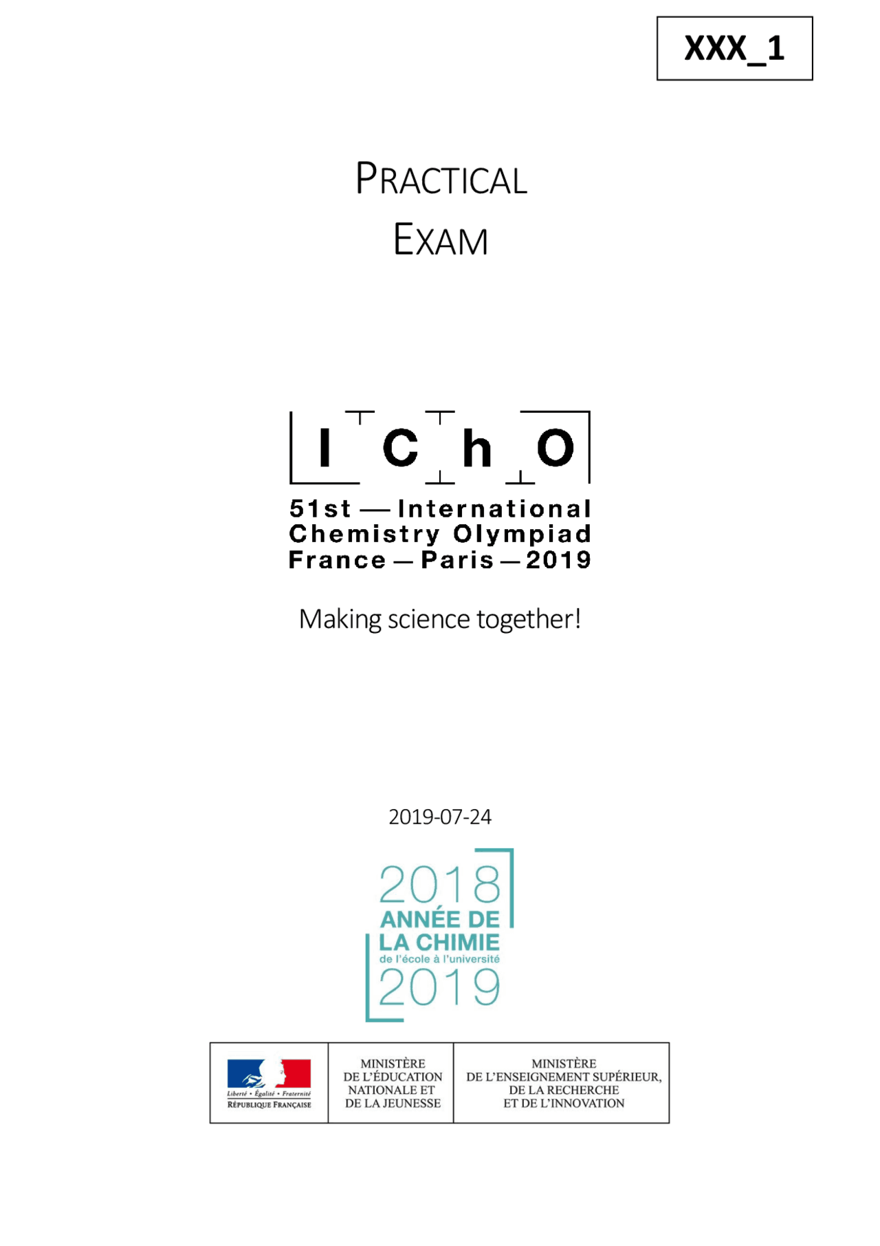 IChO 2019-51 Chemistry Olympiad Practical Exam and Marking Schemes ...