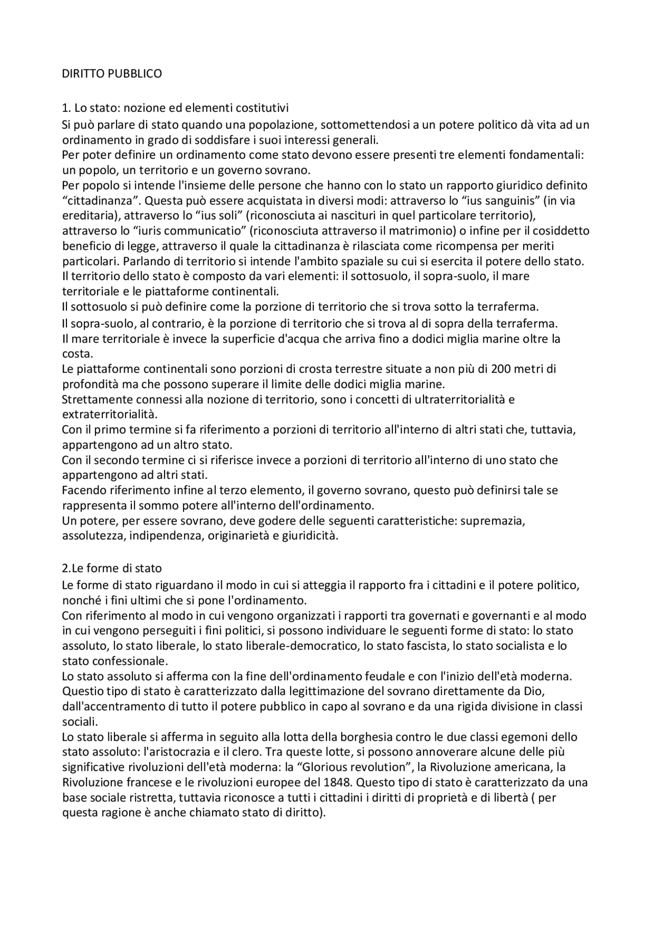 Appunti Diritto Pubblico Anno 2020 2021 Dispense Di Diritto Pubblico