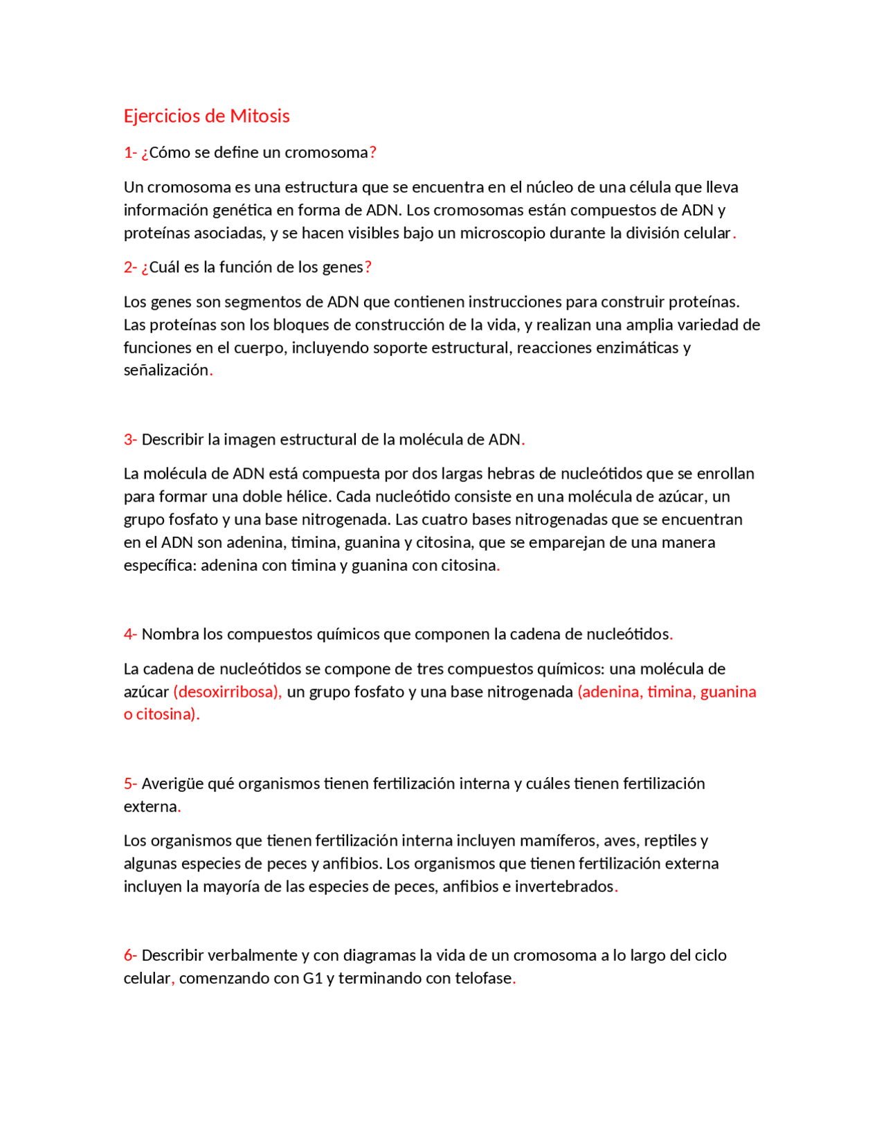 Resolver los ejercicios propuestos | Ejercicios de Biología | Docsity