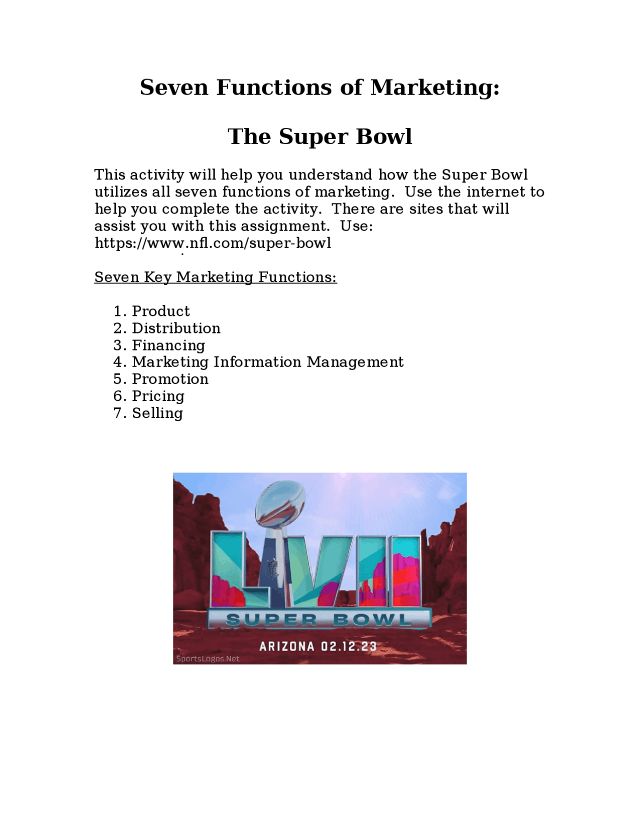 Super Bowl project that talks about marketing | Exams English | Docsity