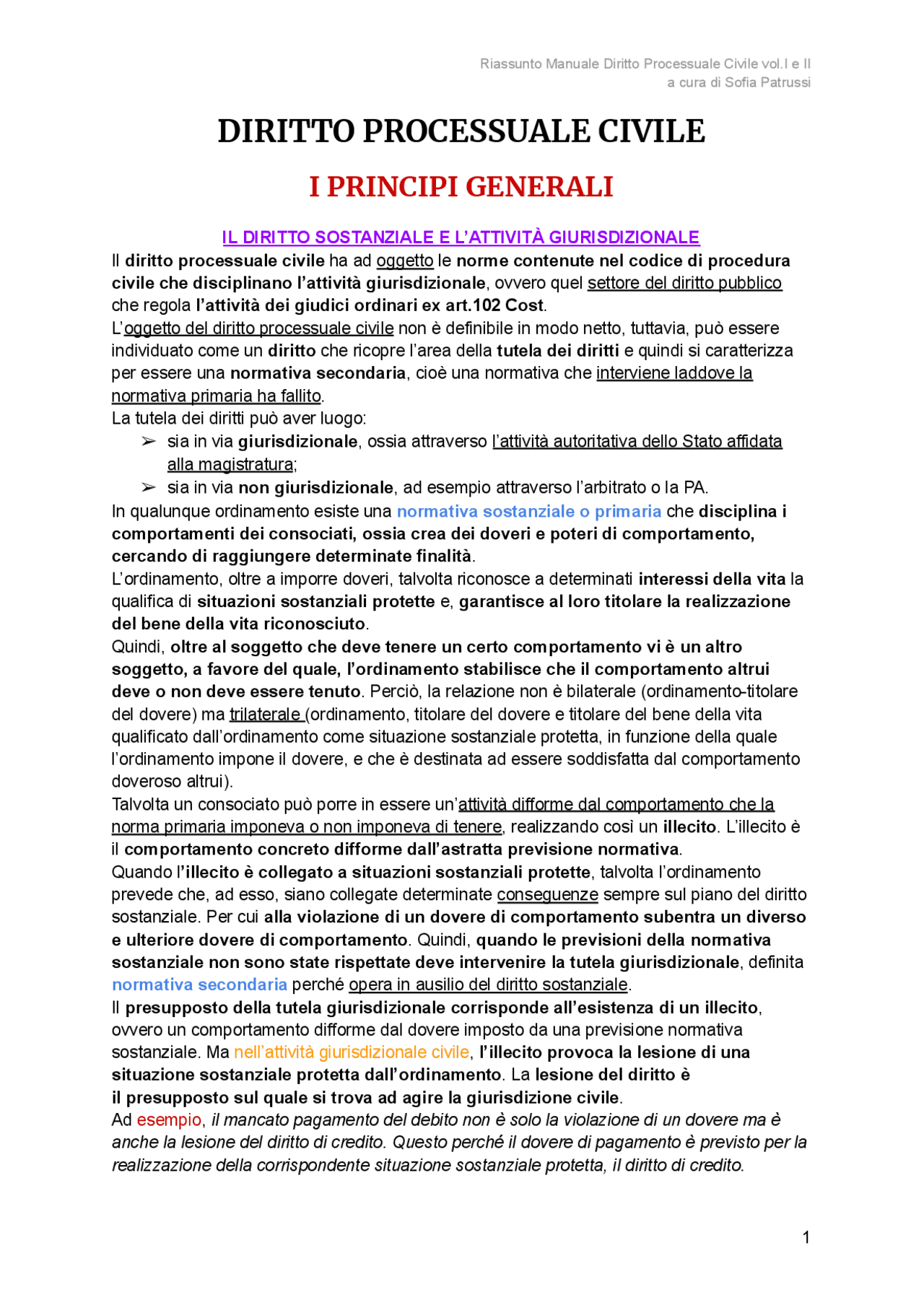 Diritto processuale civile | Dispense di Diritto Processuale Civile | Docsity