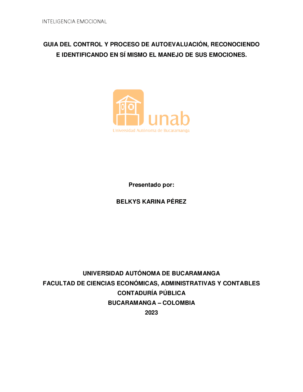 Control De Las Emociones Apuntes De Economía Gerencial Docsity