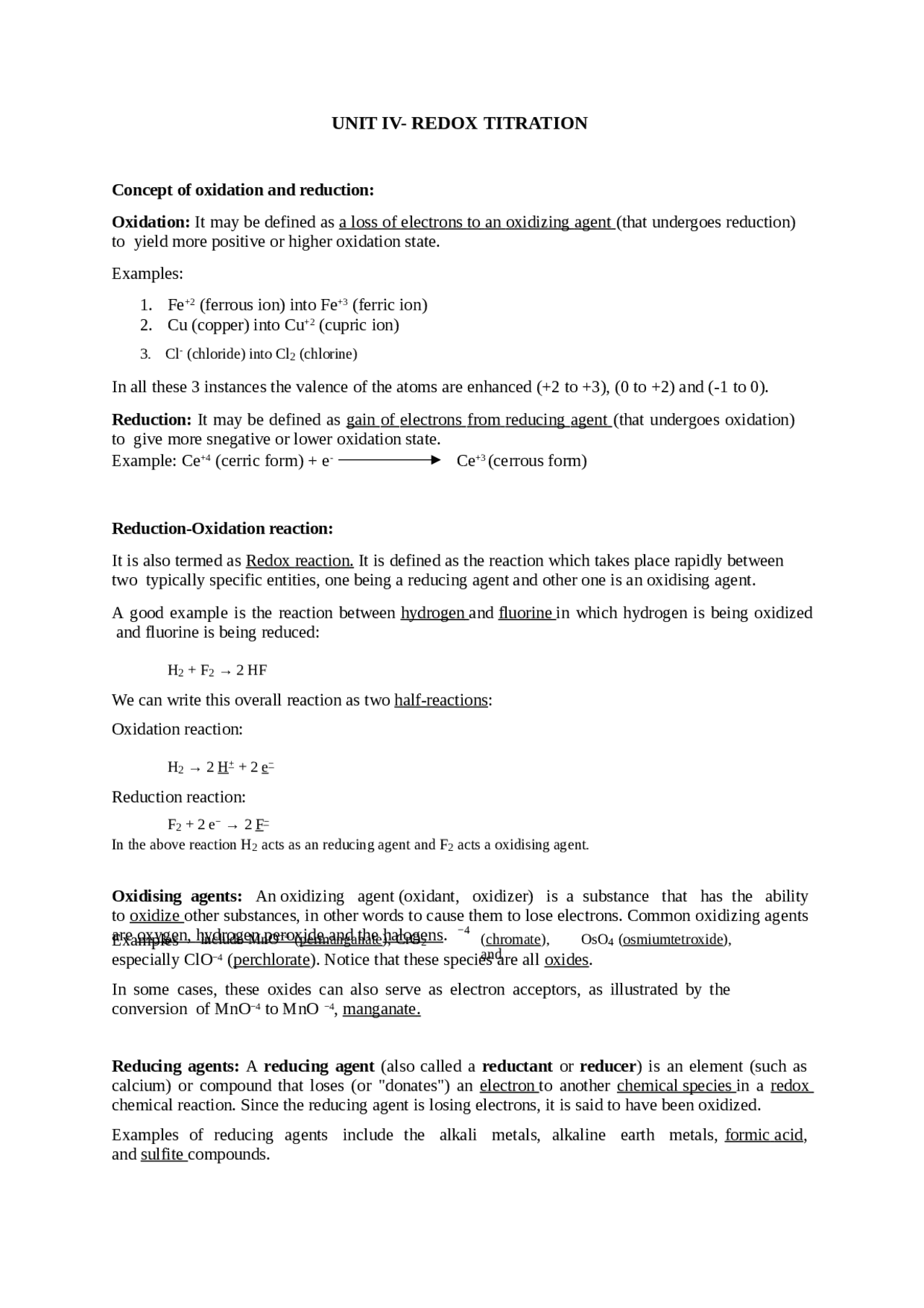 Oxidation - reduction reaction | Lecture notes Pharmaceutical Analysis ...