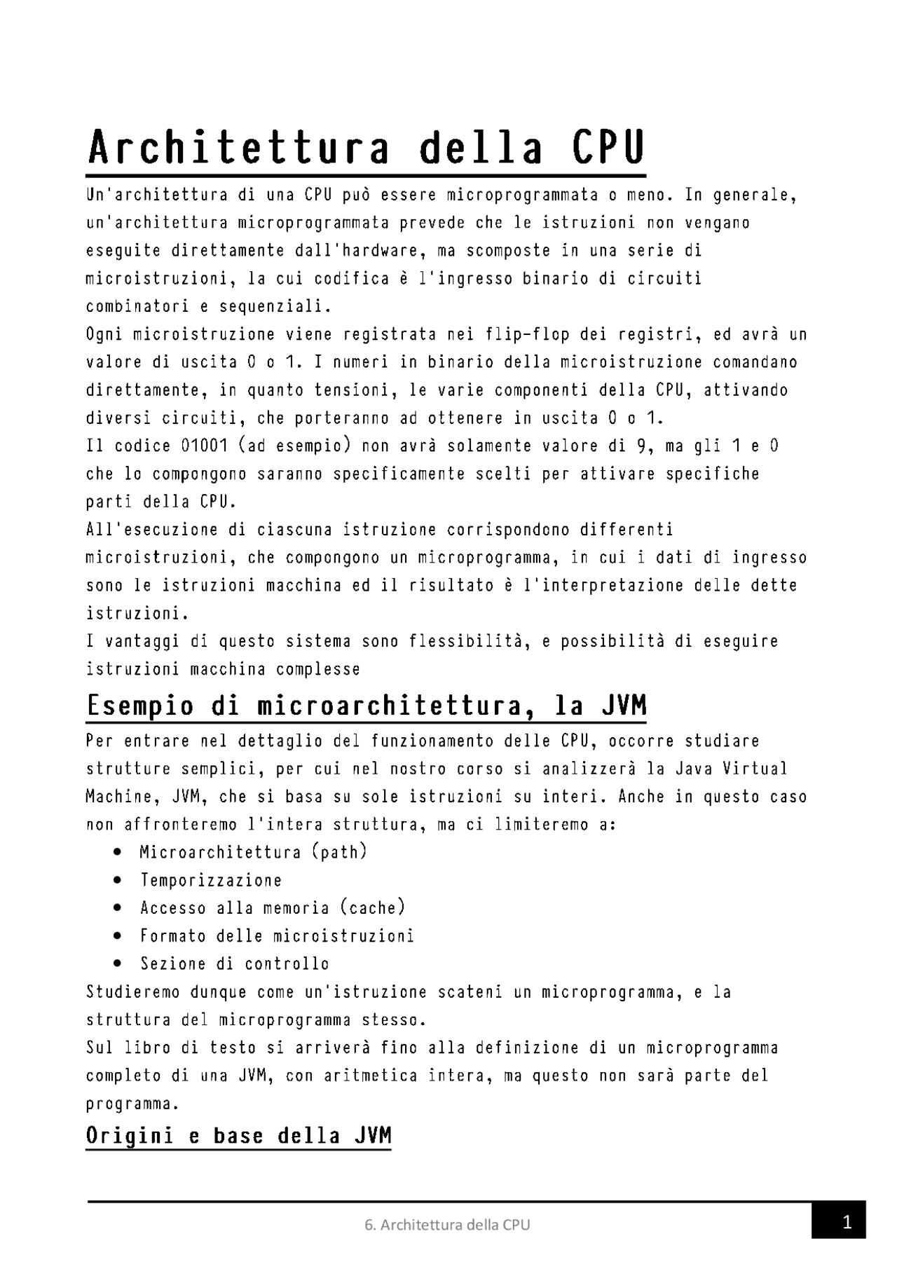 Architettura della CPU | Appunti di Fondamenti di informatica | Docsity