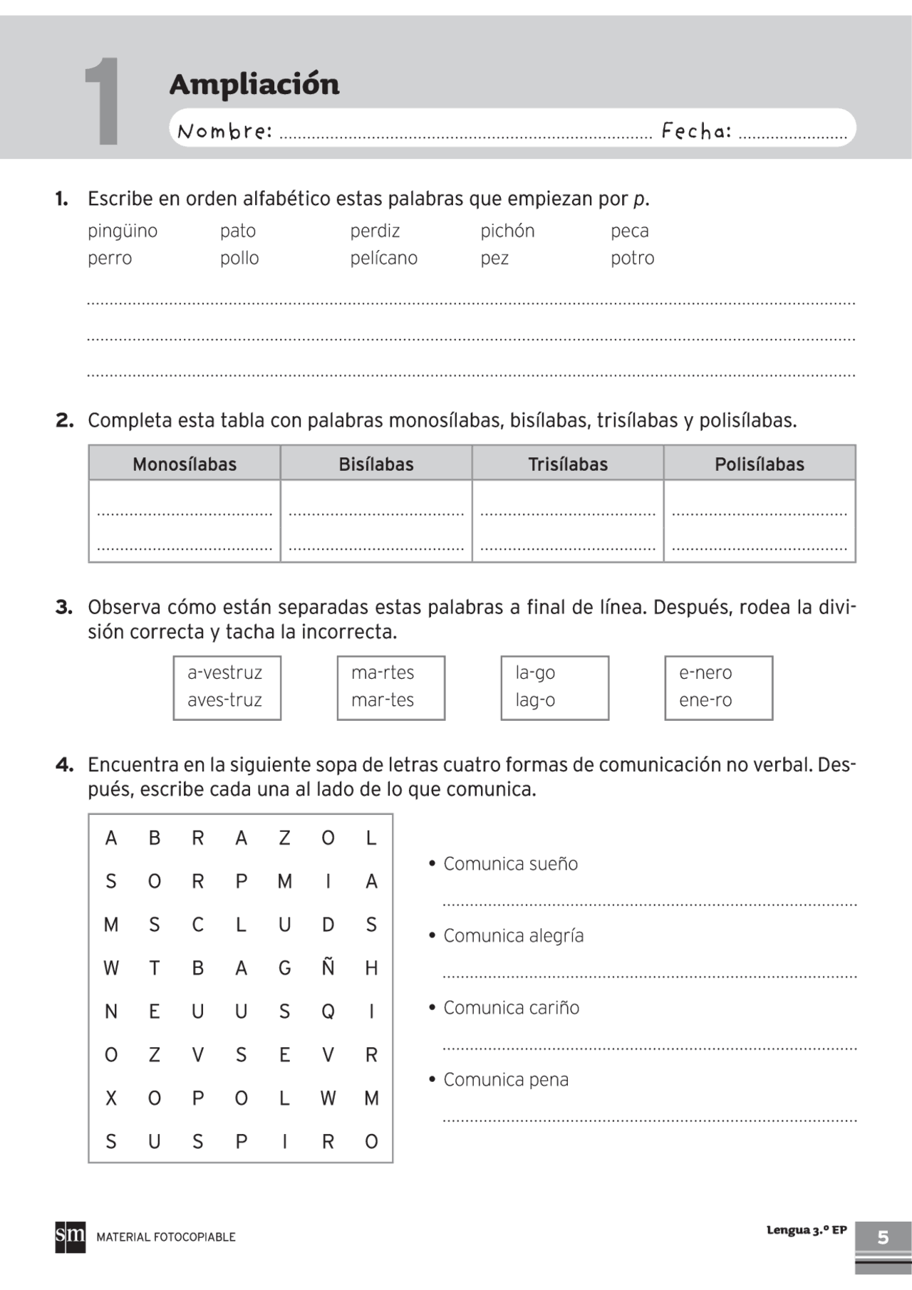 Fichas de Repaso LENGUA | Ejercicios de Lengua y Literatura | Docsity