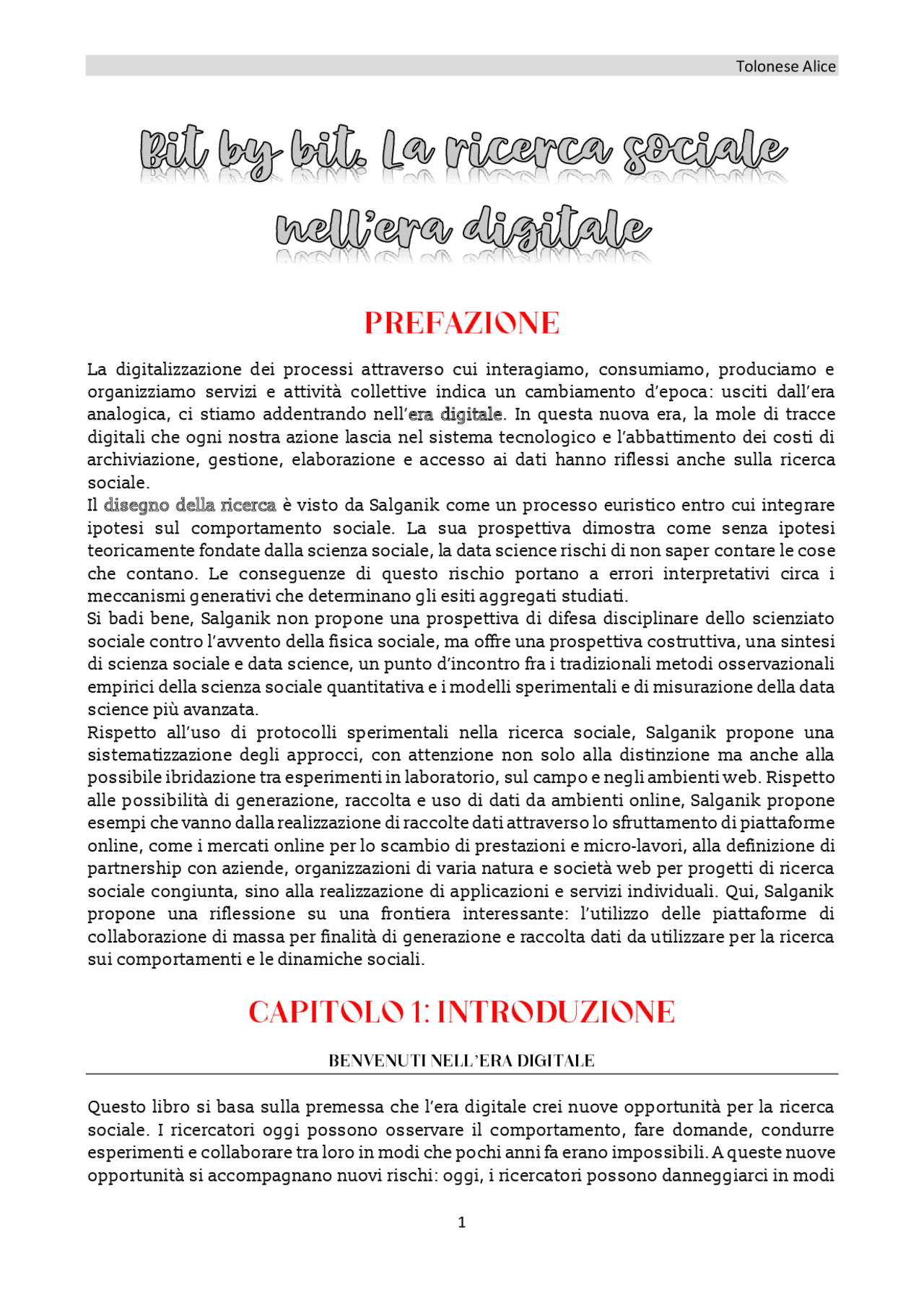 Riassunto Del Libro Bit By Bit La Ricerca Sociale Nellera Digitale