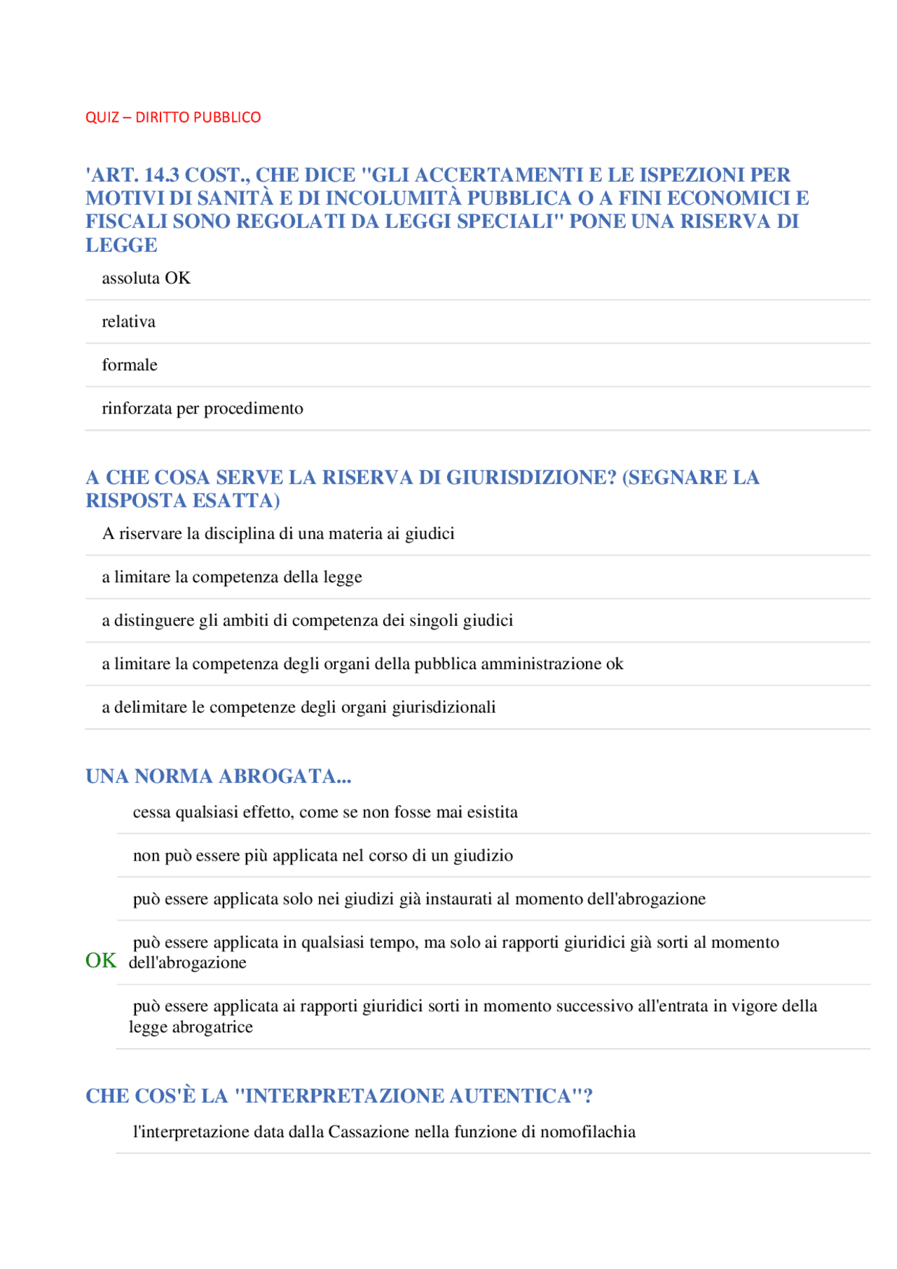 Esercizi Esame Di Diritto Pubblico Prove Desame Di Diritto Pubblico