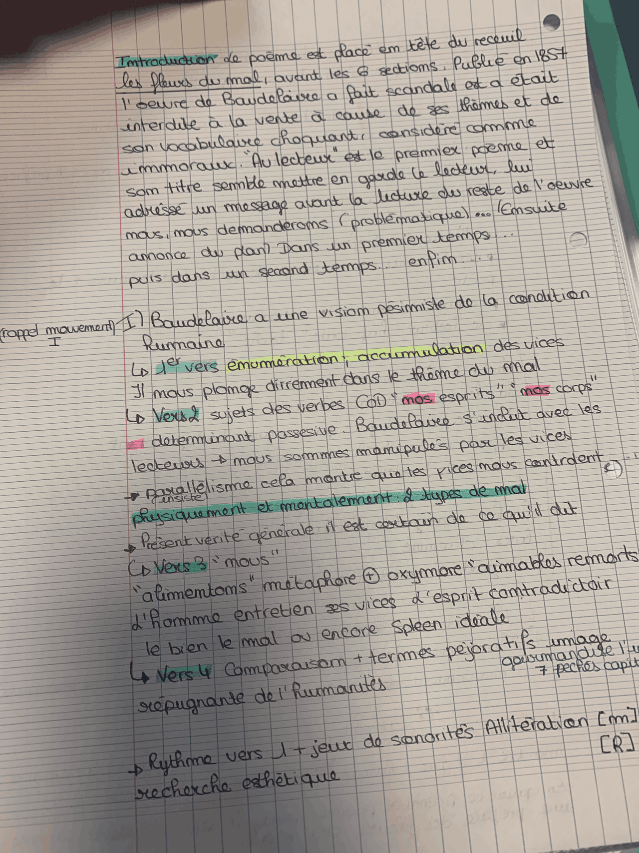 Analyse linéaire au lecteur préface Baudelaire | maturité tests ...