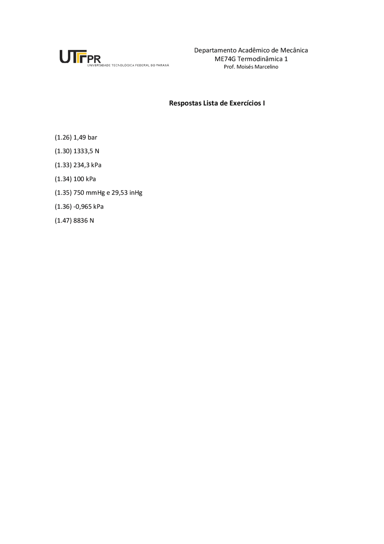 Termodinamica Exercicios Exercícios Termodinâmica Docsity
