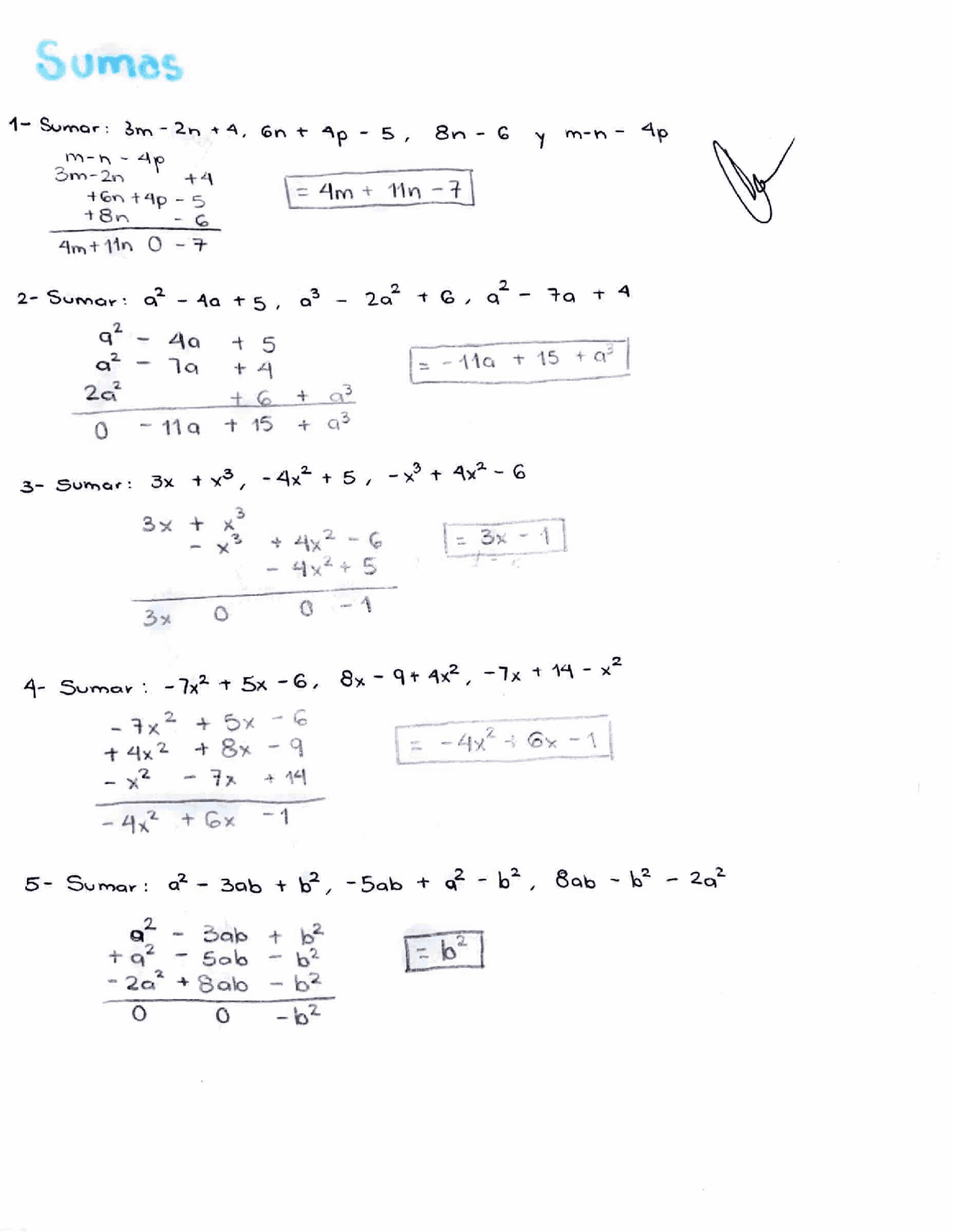 Ejercicios Matemáticas Álgebra Preparatoria 1er Tetramestre