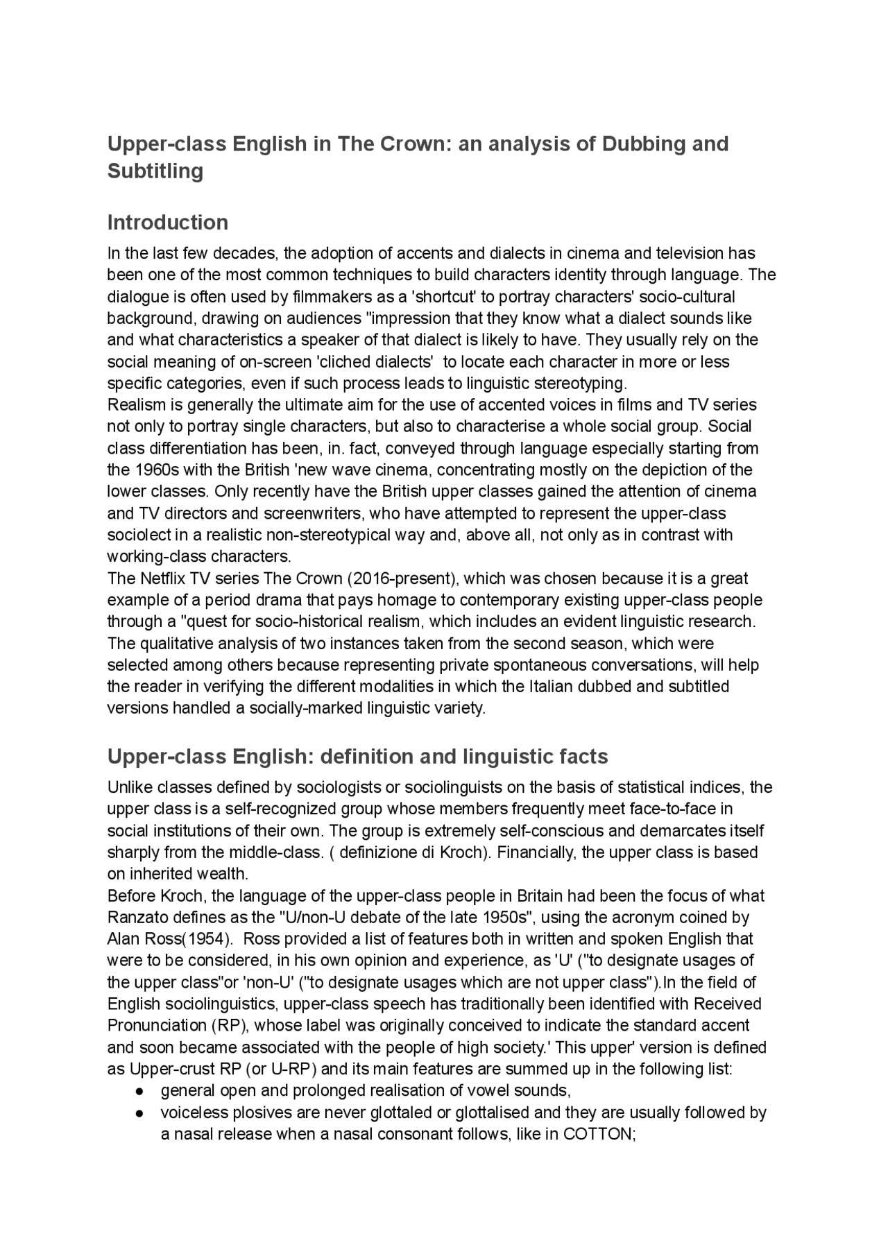 Upper Class English In The Crown An Analysis Of Dubbing And Subtitling