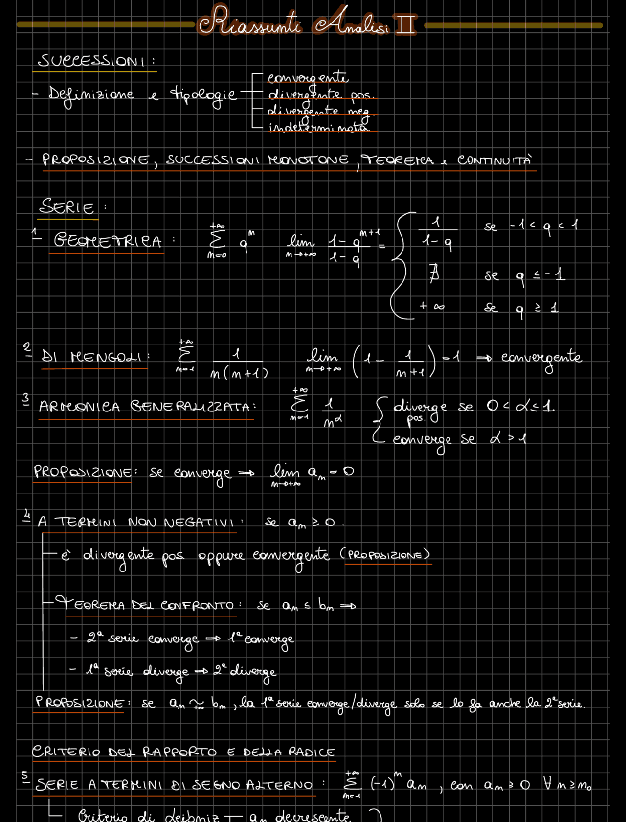 Riassunto Analisi II | Schemi e mappe concettuali di Analisi Matematica ...