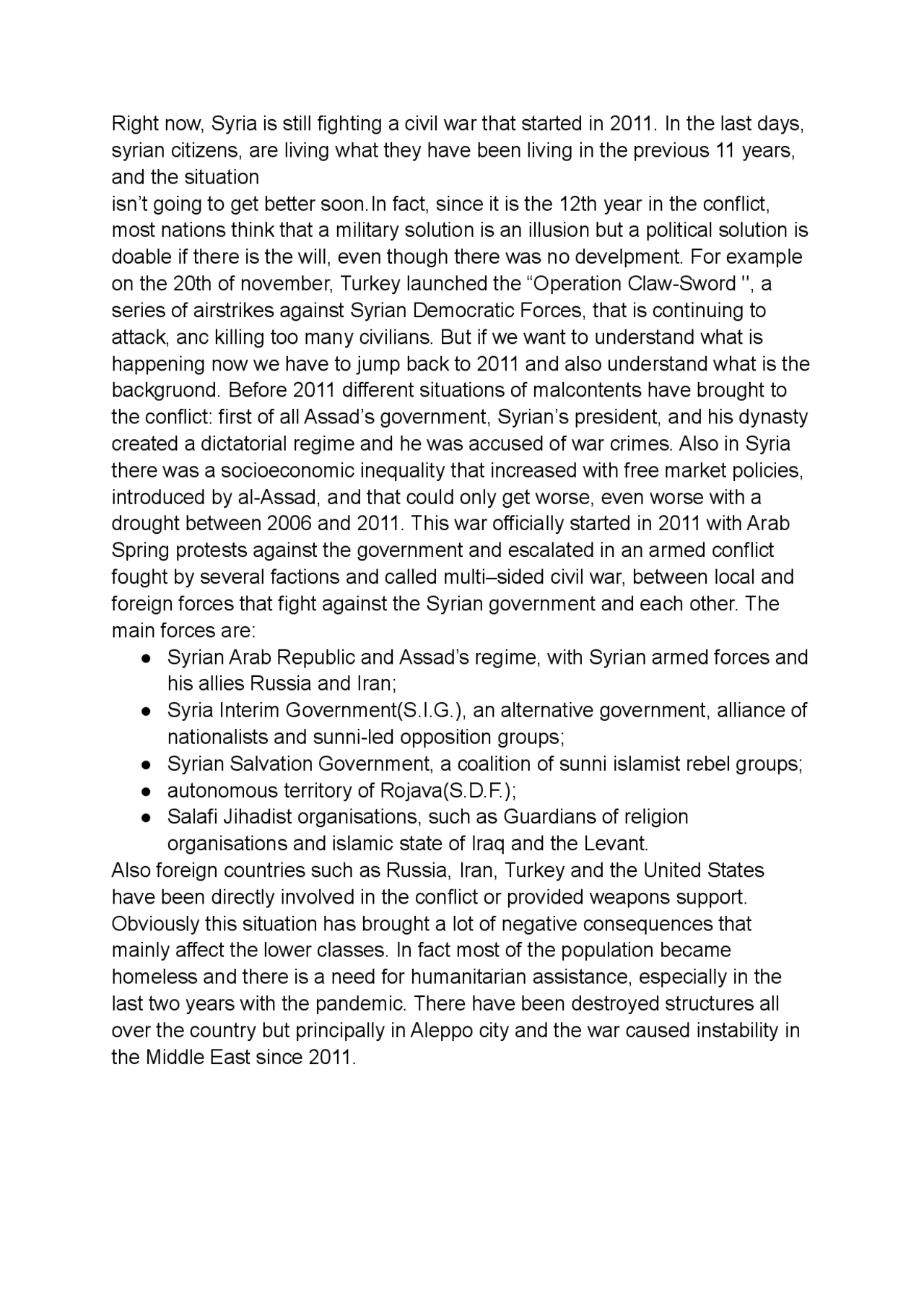 Syrian civil war during the years | Schemi e mappe concettuali di ...