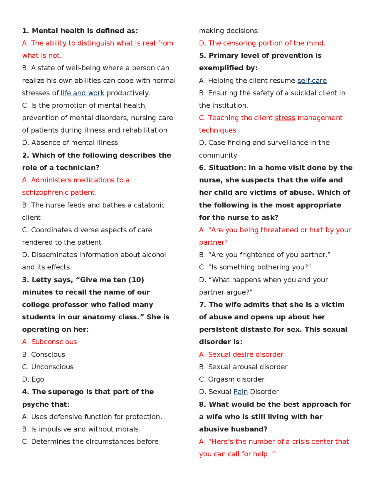 Mental Health For Nursing Lecture Notes Nursing Docsity