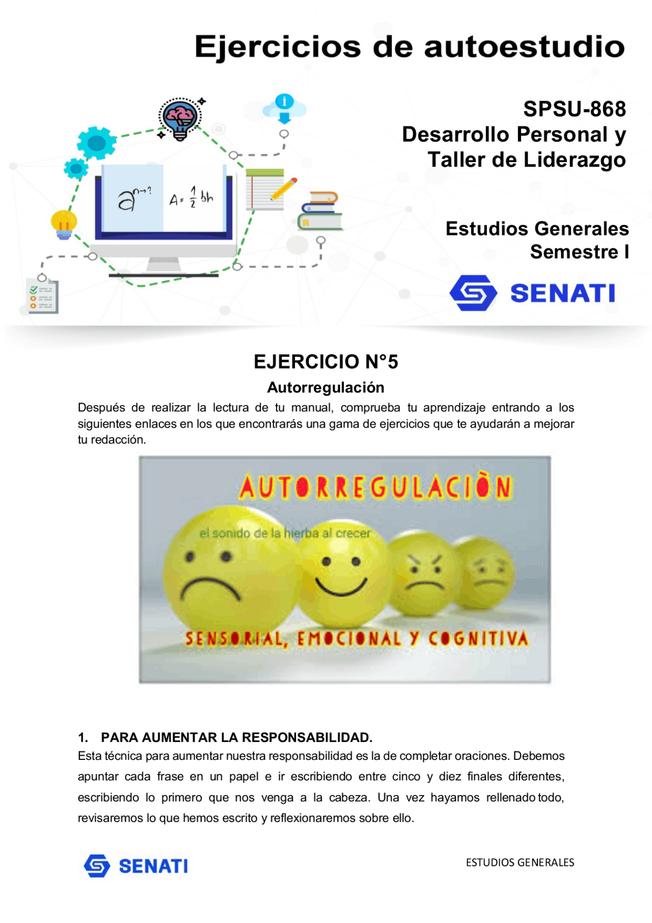 DESARROLLO PERSONAL UNIDAD 5 | Ejercicios de Desarrollo Humano | Docsity