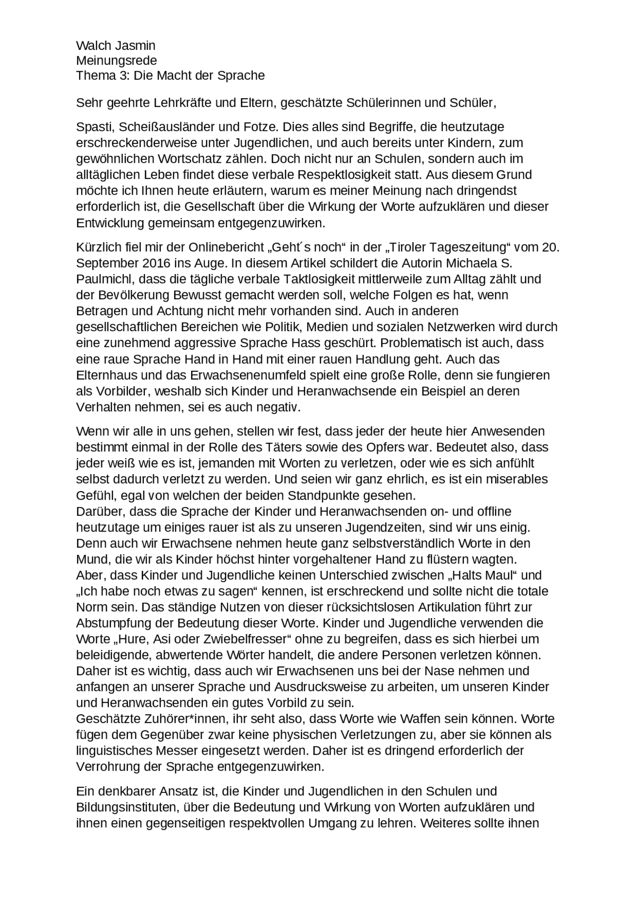 Meinungsrede - Die Macht der Spreche | Leitfäden, Projektarbeiten und ...