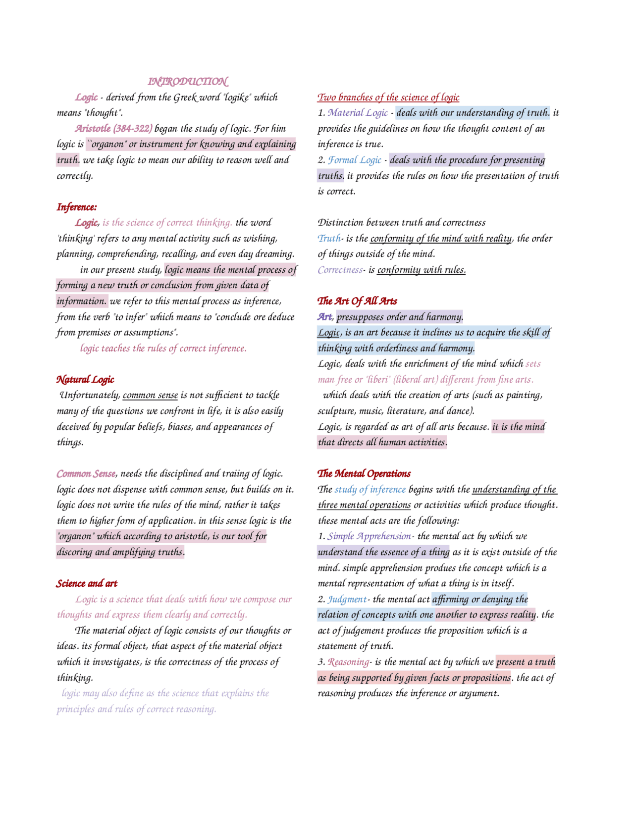 Business Logic (takedown notes) | Study notes Business | Docsity